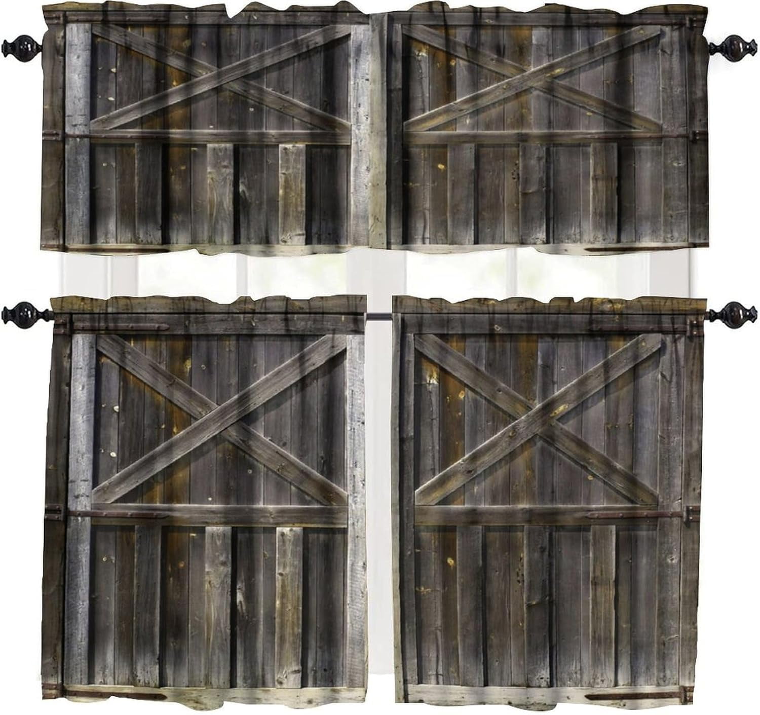Rustic Valance Curtain Old Wooden Barn Door Farmhouse Countryside ...