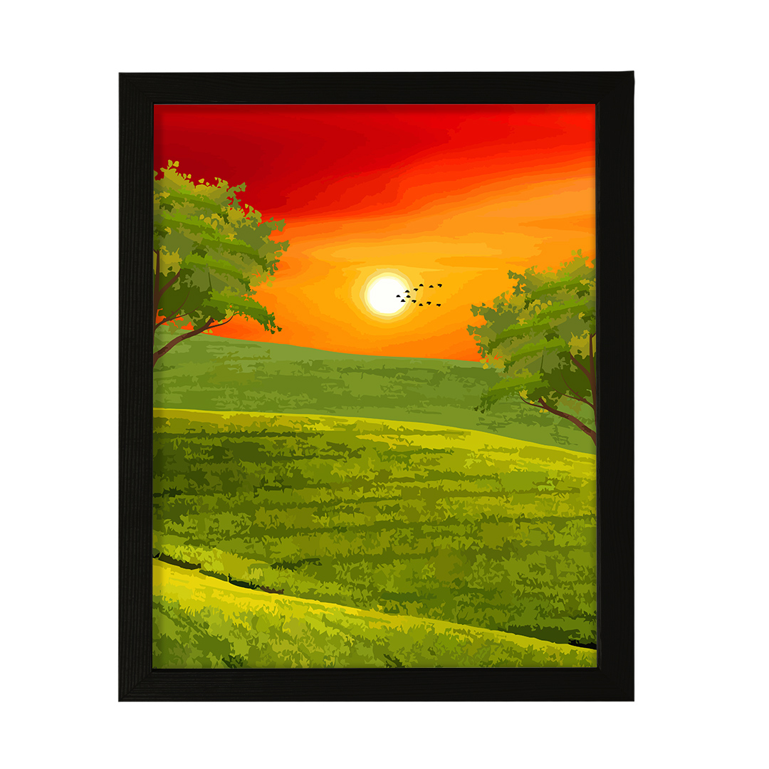 Rustic Valley Sunrise , 5 x 7 Black Framed Print Sign Easy Installation ...