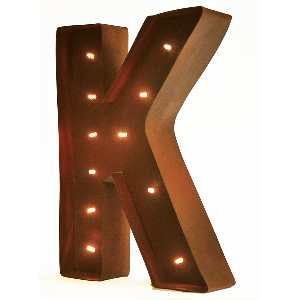 Rustic Vintage 11" Decorative LED Light Glow Letters - Letter K ...