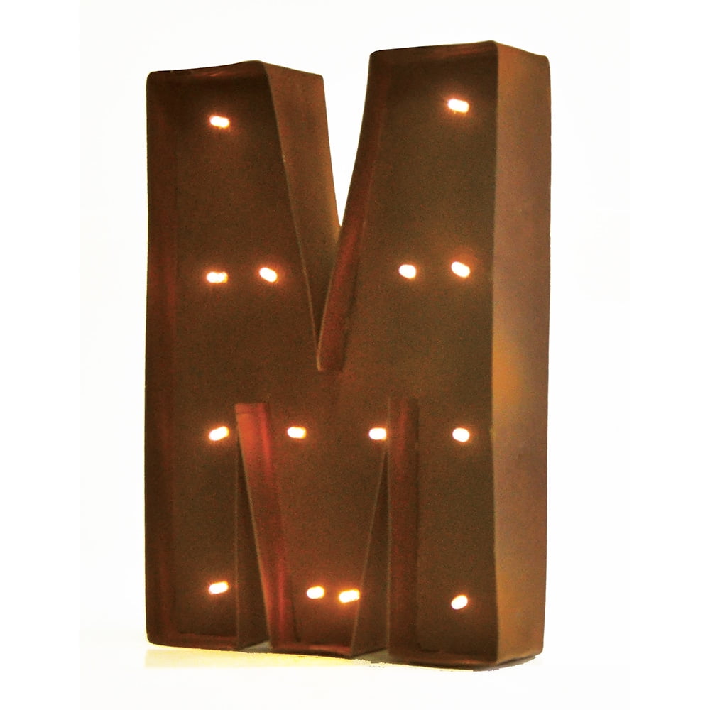 Rustic Vintage 11" Decorative LED Light Glow Letters - Letter M ...