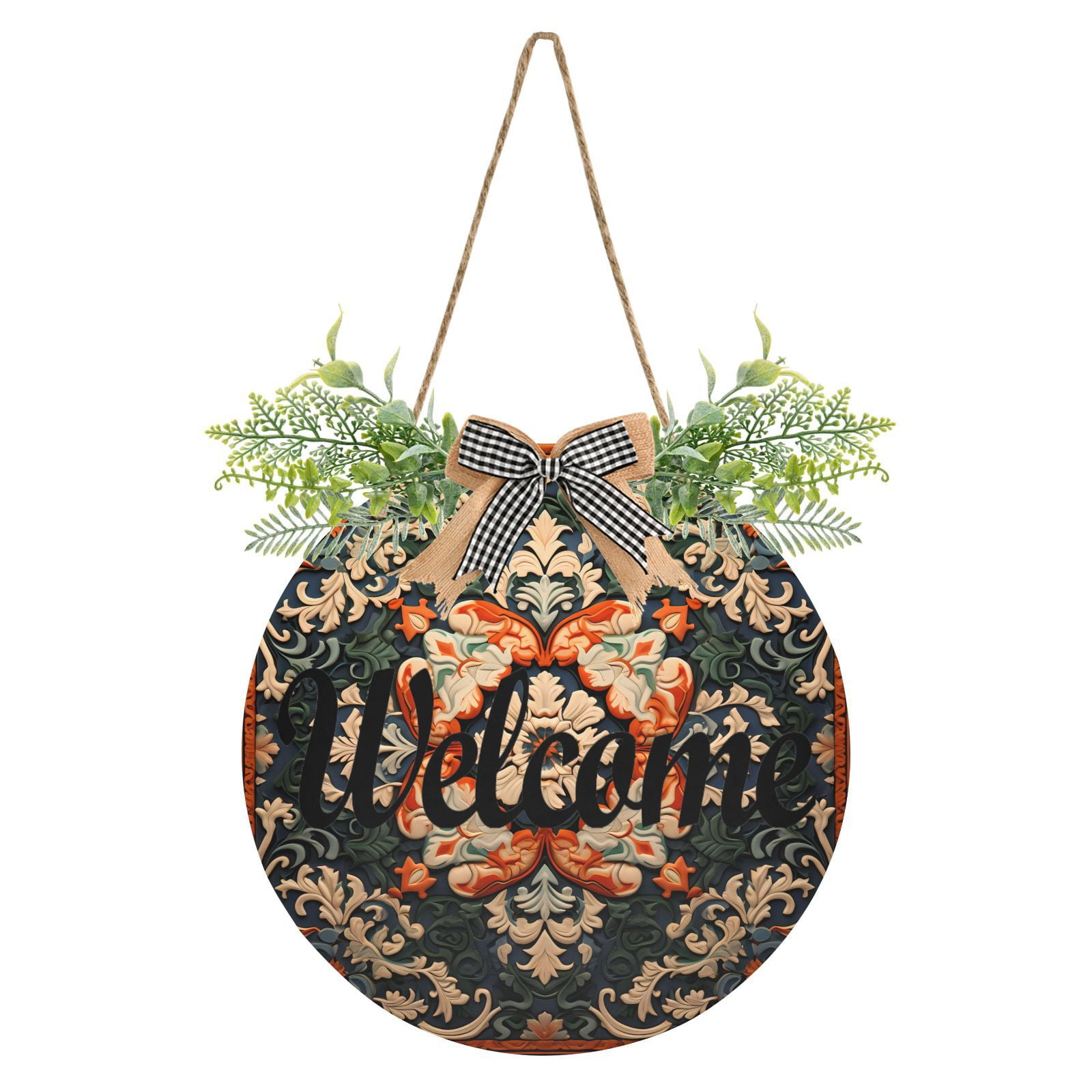 Rustic Vintage Boho Pattern Welcome Sign for Front Door Wreath Door ...