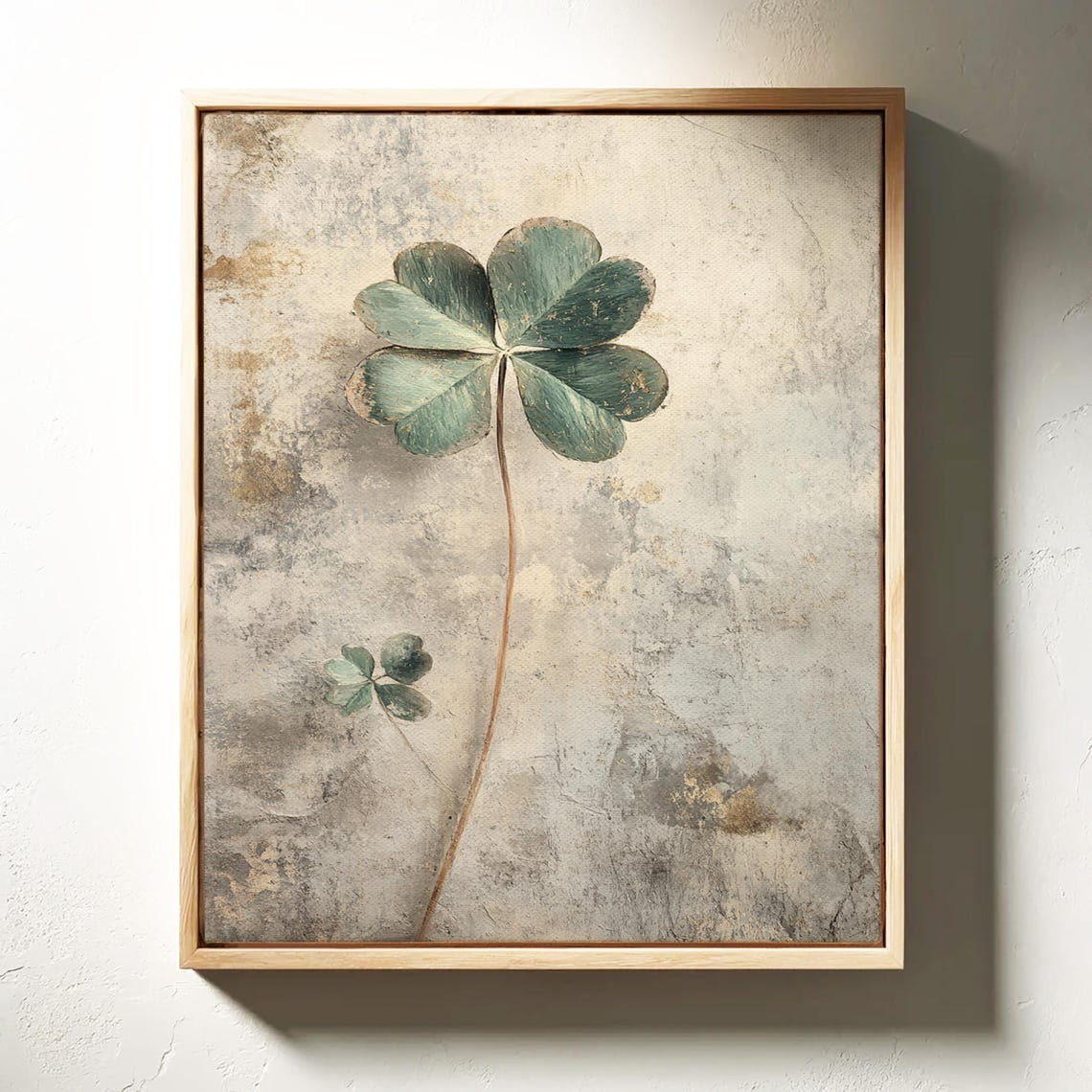 Rustic Vintage Four-Leaf Clover Wall Art - Minimalist Nature-Inspired ...