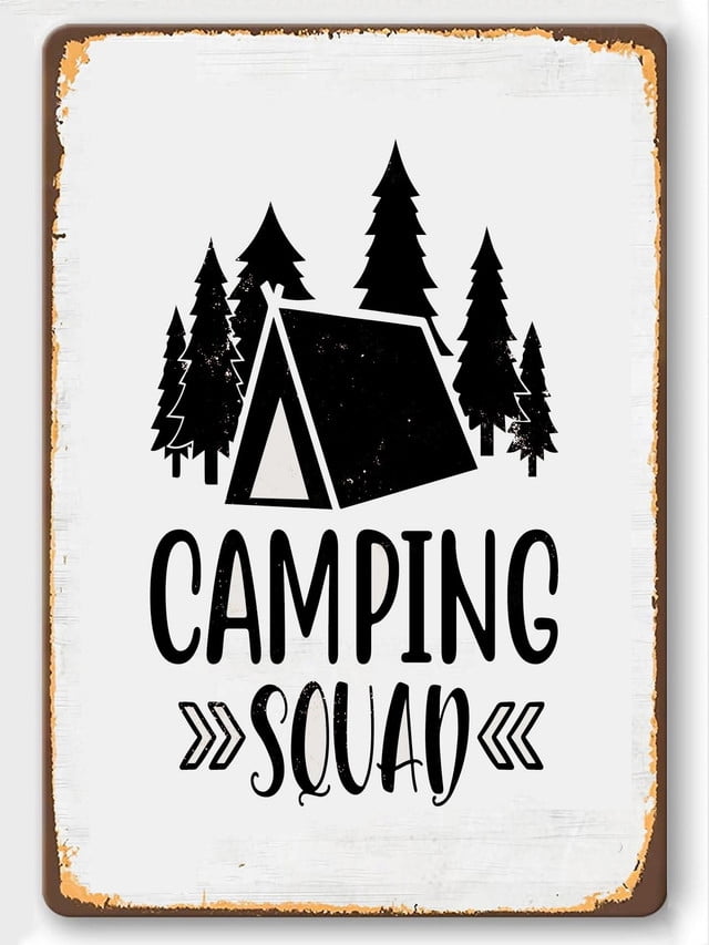 Rustic Vintage Metal Sign - Camping Squad - Retro - Retro Wall Art ...