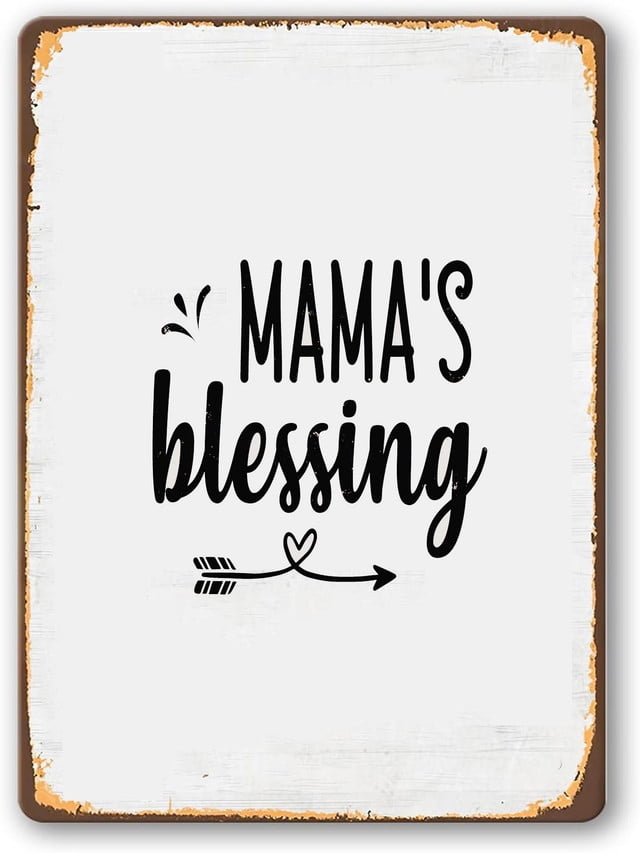 Rustic Vintage Metal Sign - Mamas Blessing - Retro Wall Art Farmhouse ...