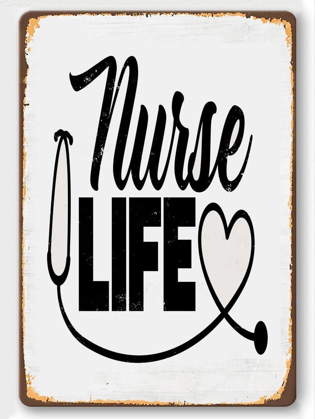 Rustic Vintage Metal Sign - Nurse LifeFunny - Retro Wall Art Farmhouse ...