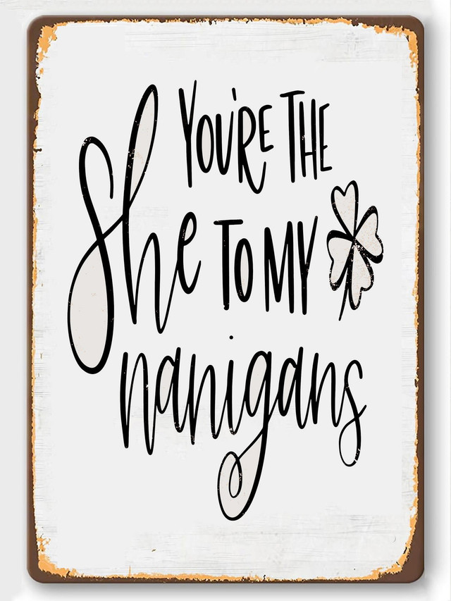 Rustic Vintage Metal Sign - Shenanigans - Retro Wall Art Farmhouse ...