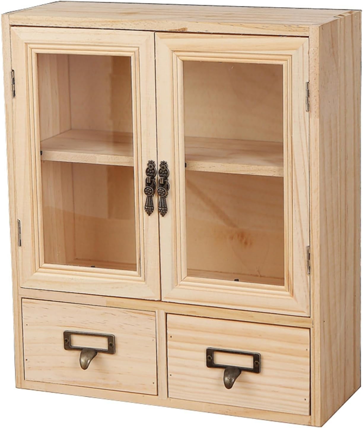Rustic Vintage Mini Wood Counter Top Cabinet,Display Case with Organic ...
