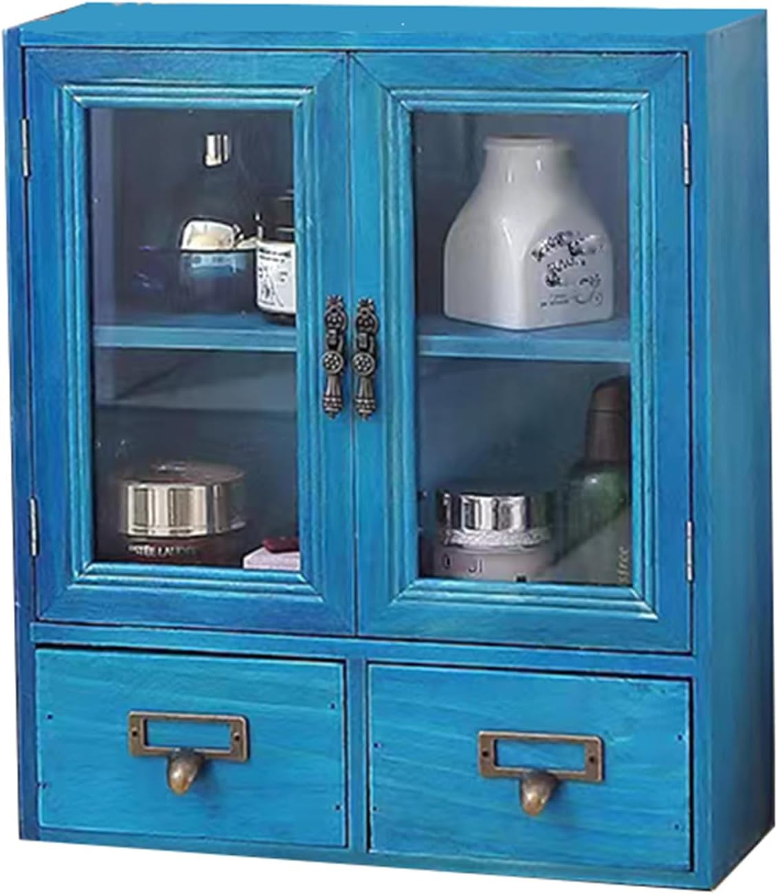 Rustic Vintage Mini Wood Counter Top Cabinet,Display Case with Organic ...
