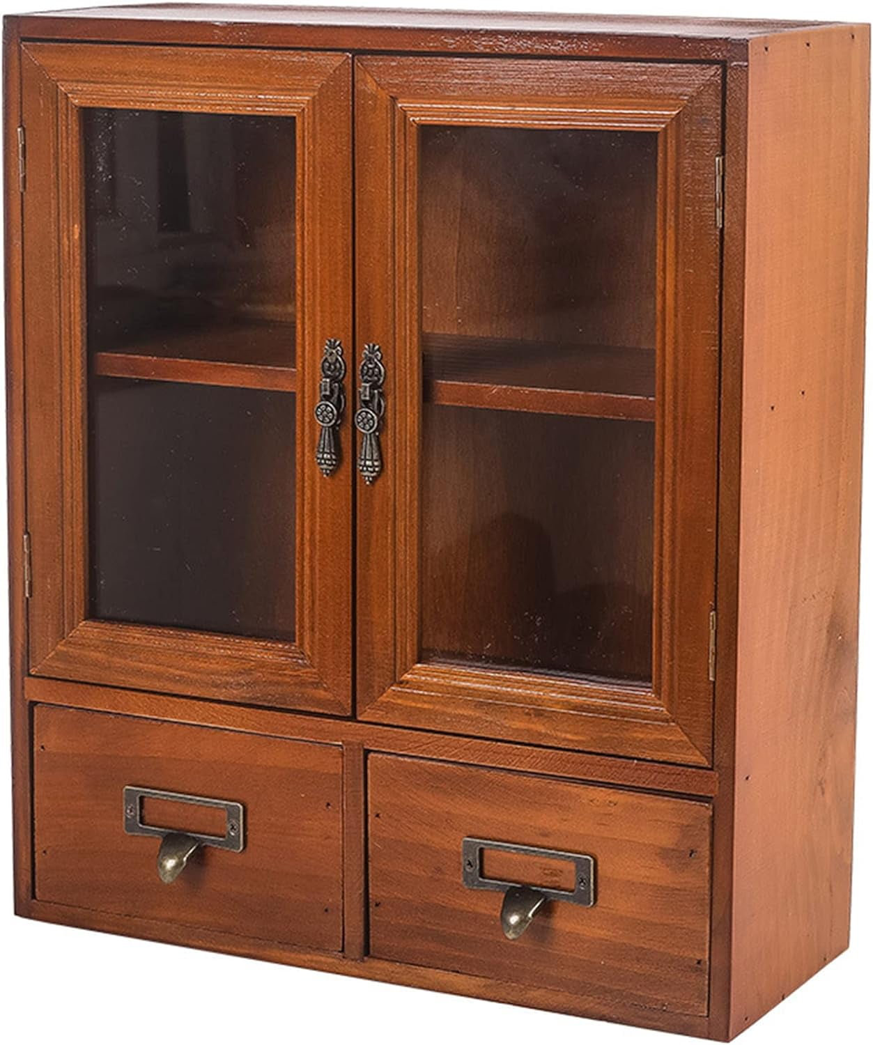 Rustic Vintage Mini Wood Counter Top Cabinet, Wall Mount Pine Display ...