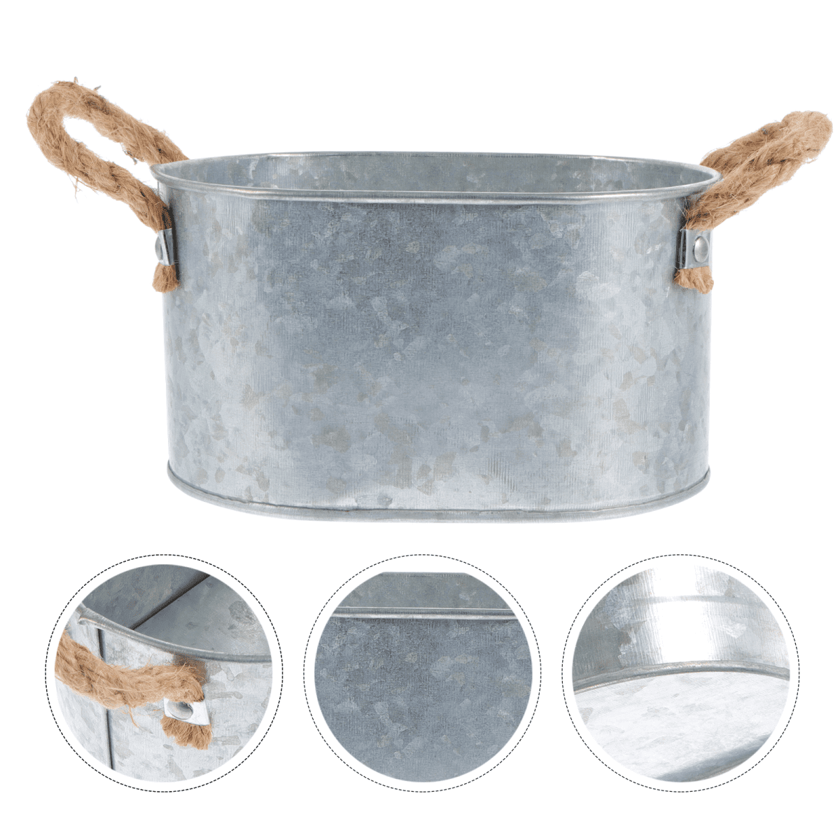 Rustic Vintage Oval Iron Garden Flower Pot Plant Container for Rustic ...