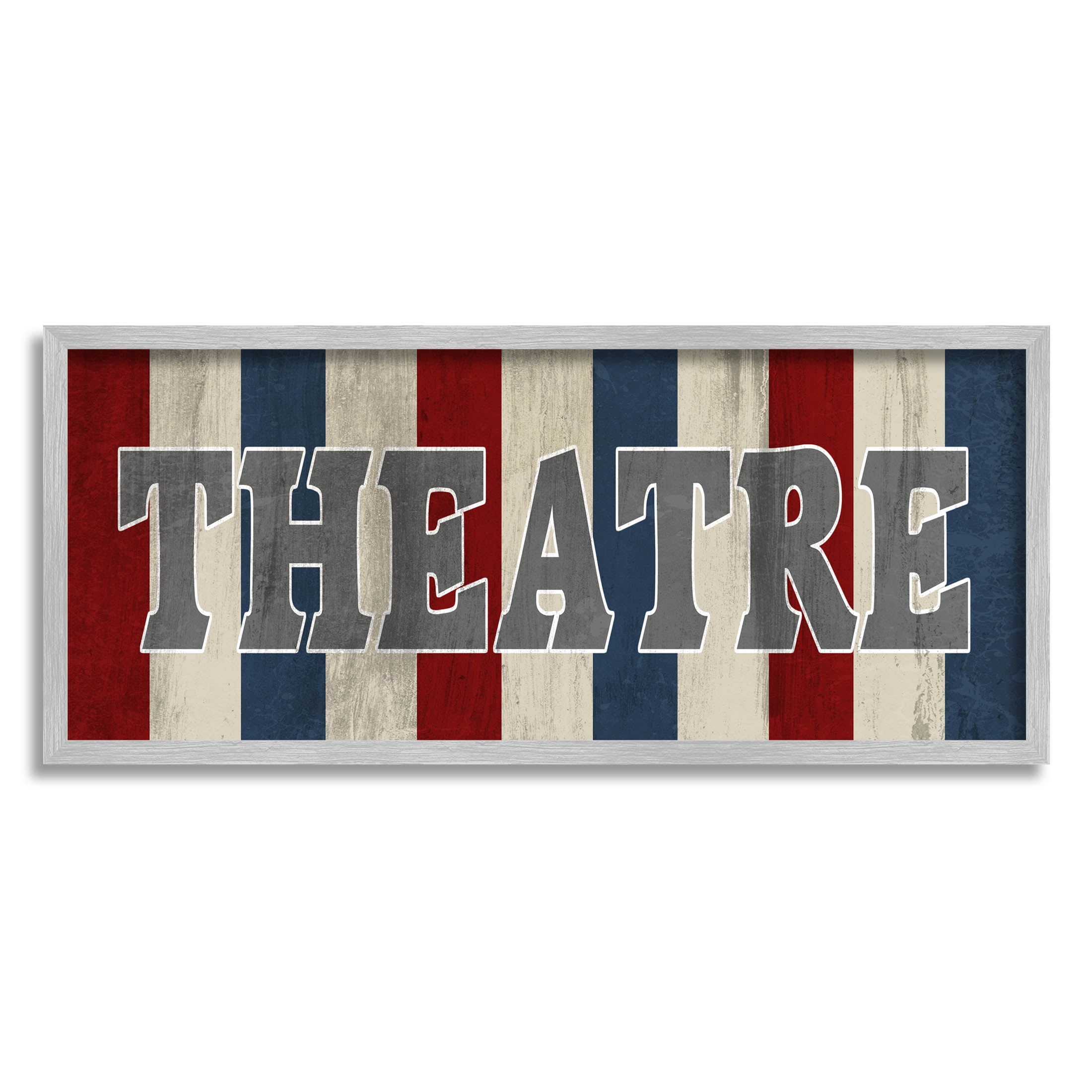 Rustic Vintage Theatre Sign Typography Graphic Art Gray Framed Art ...