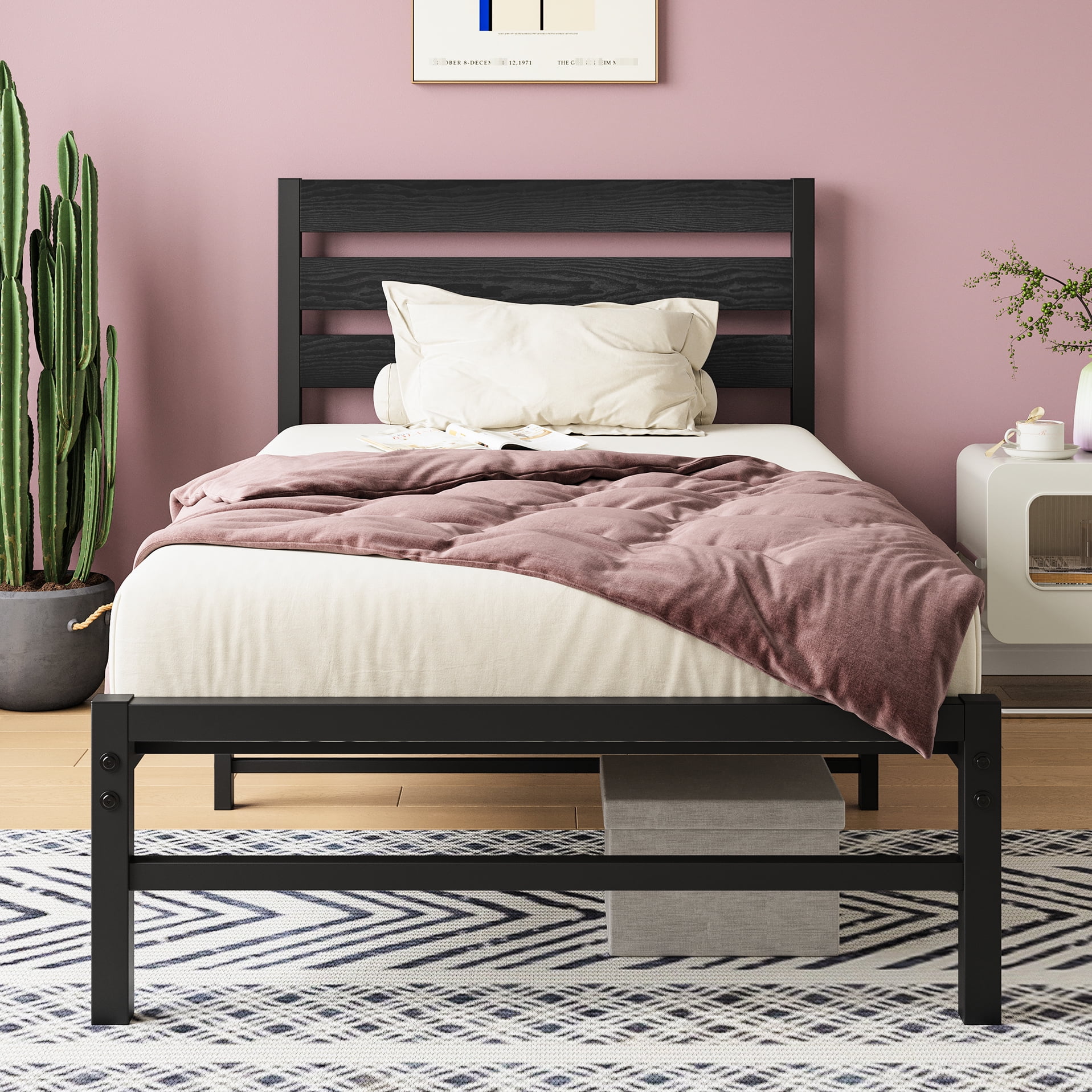 Rustic Vintage Twin Metal Bed Frame With Headboard. No Box Spring. 12 ...