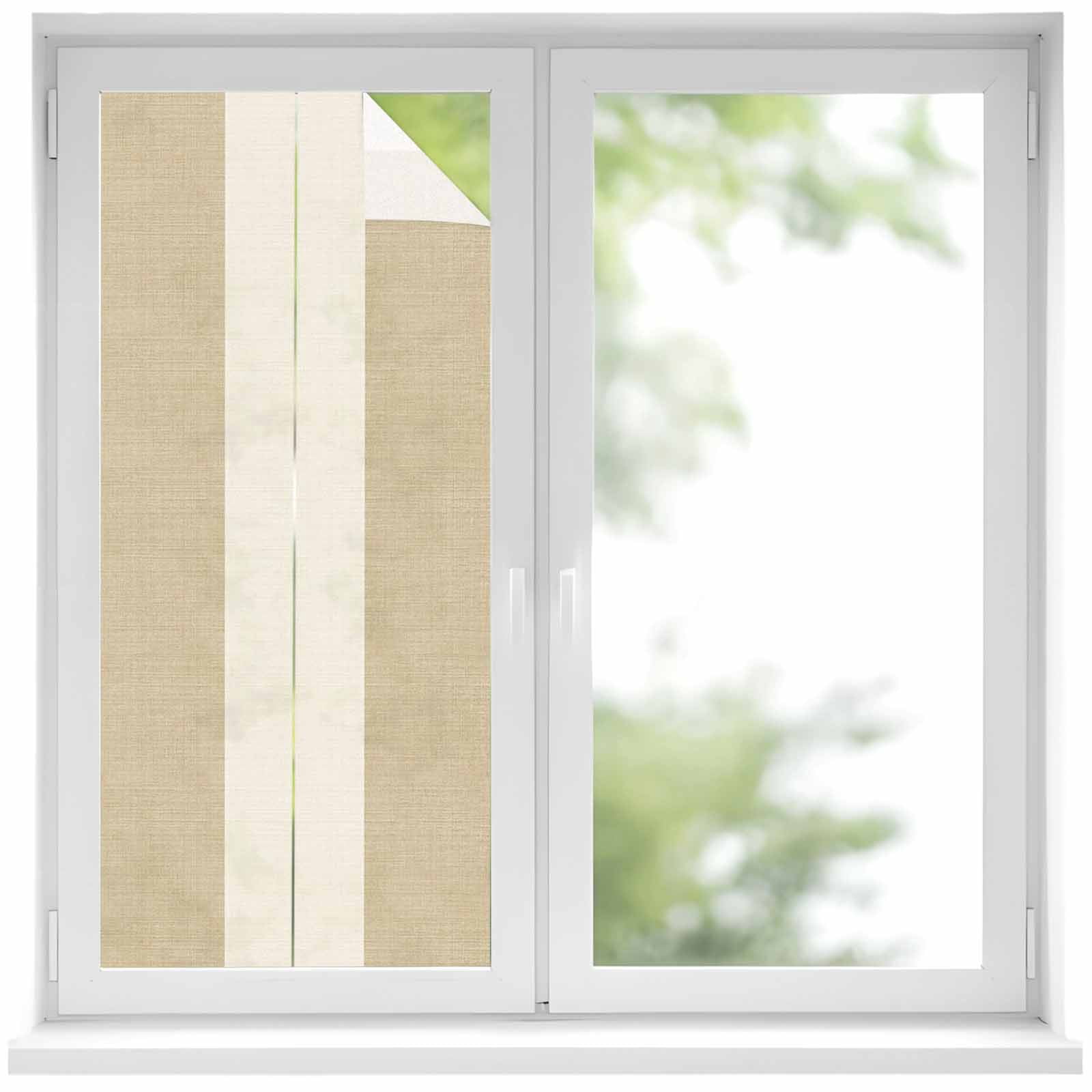 Rustic Vintage Window Privacy Film, Farmhouse Countryside Linen Texture ...