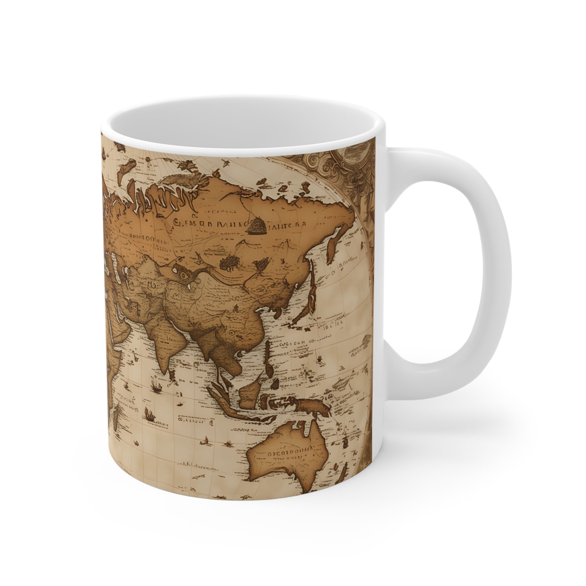 Rustic Vintage World Map Coffee Aesthetic Mug Gift Travelers/History ...