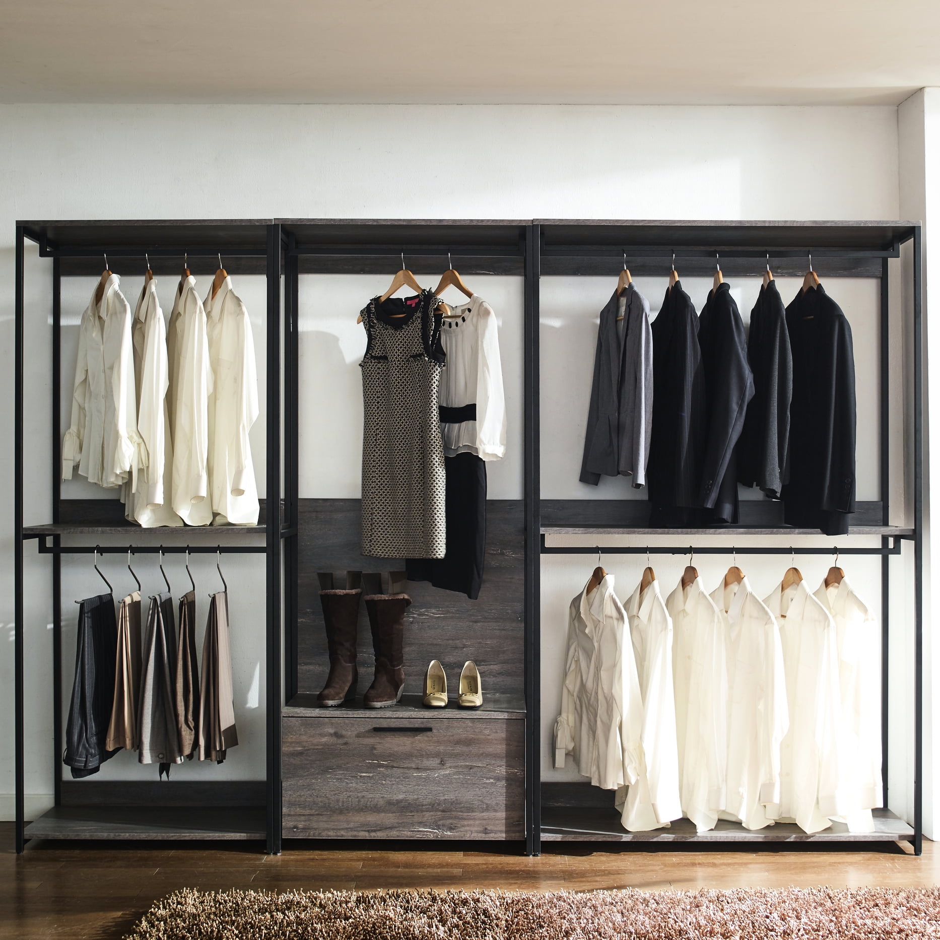 Rustic Walk-in Closet With Metal Frame And Stain Resistance Extra Deep ...