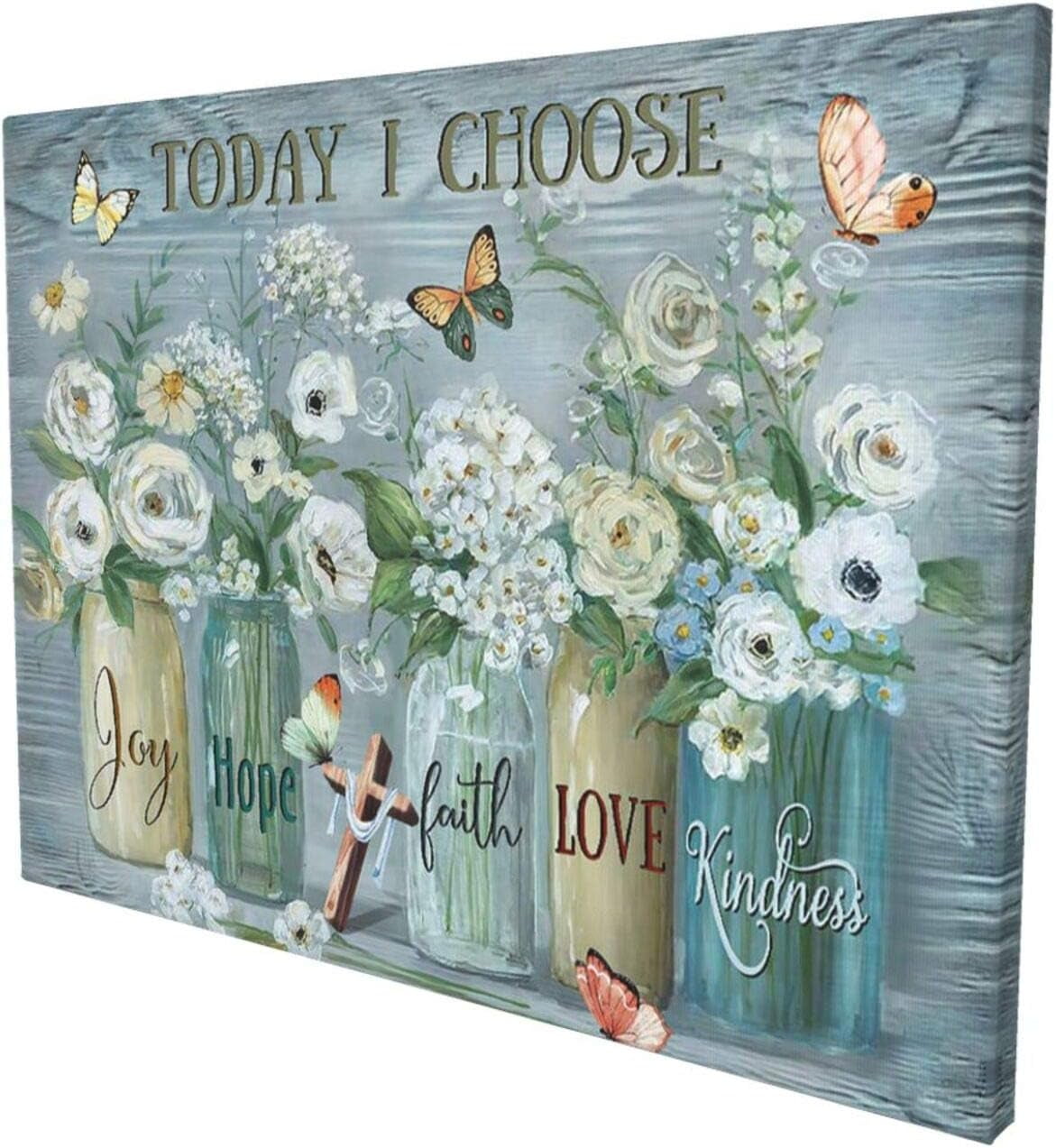 Rustic Wall Art Flower Inspirational Quotes Canvas Bathroom Decor ...