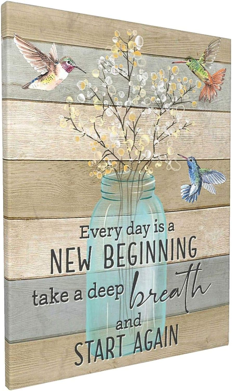 Rustic Wall Art Flower Inspirational Quotes Canvas Bathroom Decor ...