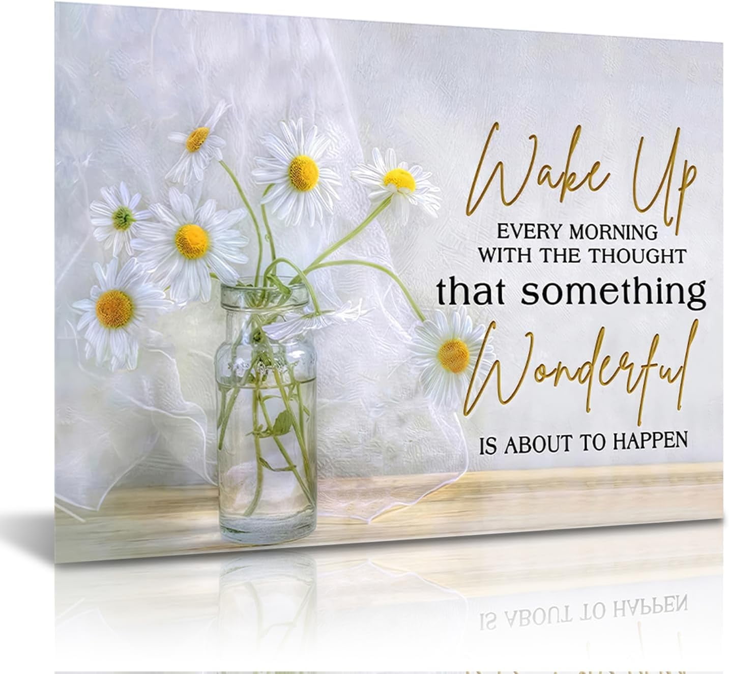 Rustic Wall Decor Poster Daisy Flower in Bottle, Motivational Quotes ...