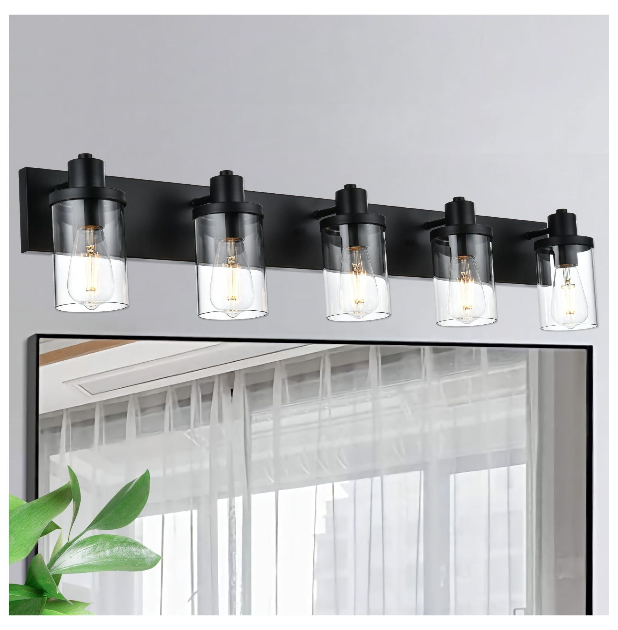 Rustic Wall Light Fixture in Matte Black Finish, 6 Light Bathroom ...