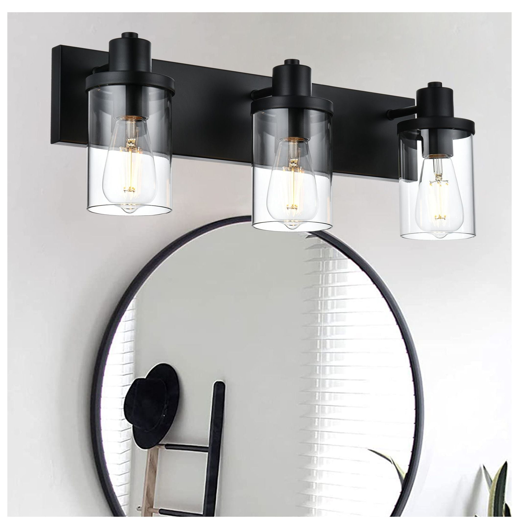 Rustic Wall Light Fixture in Matte Black Finish, 6 Light Bathroom ...