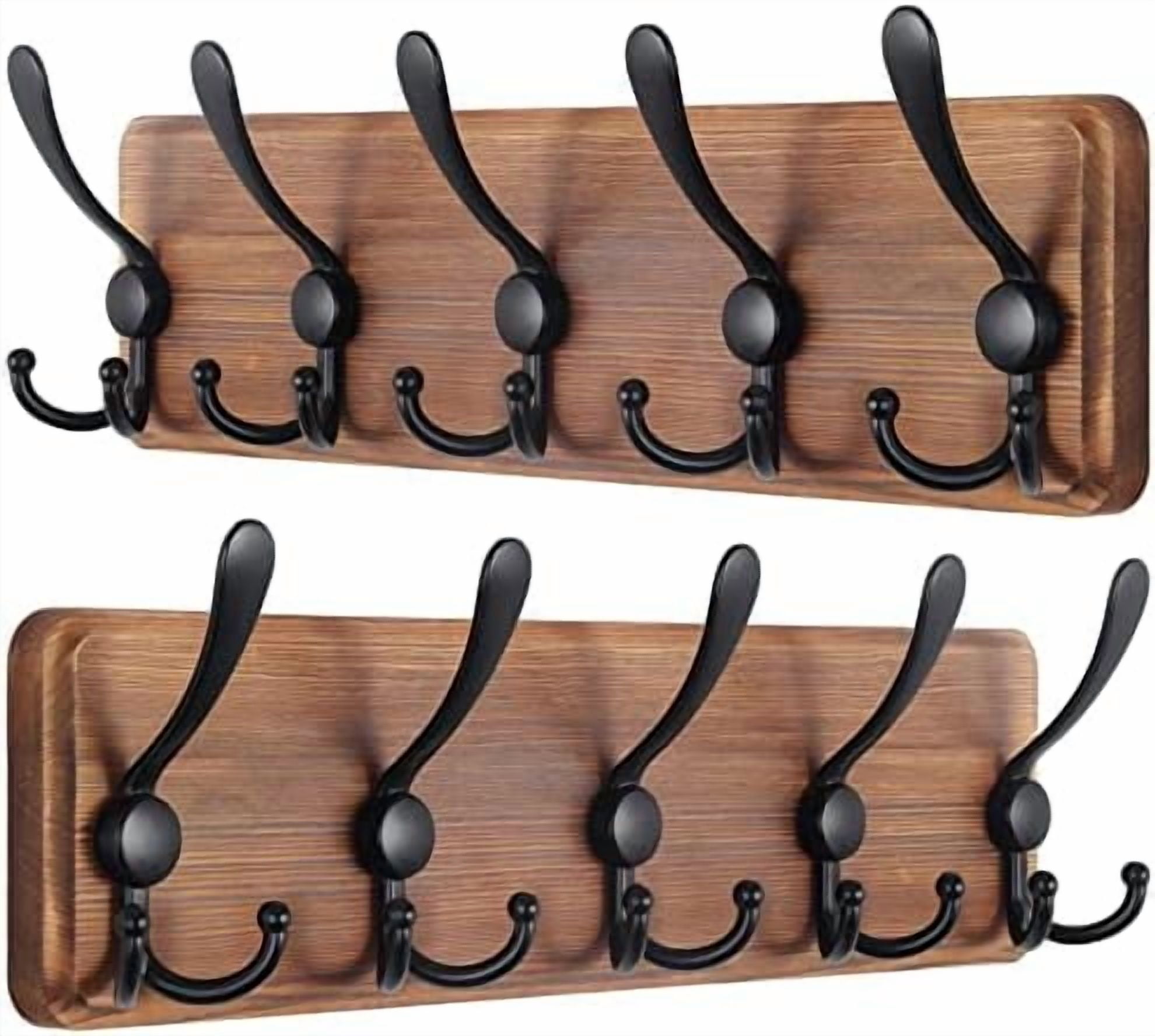 Rustic Wall Mounted Coat Rack: 16" Hole to Hole, Pine Real Wood Plank ...