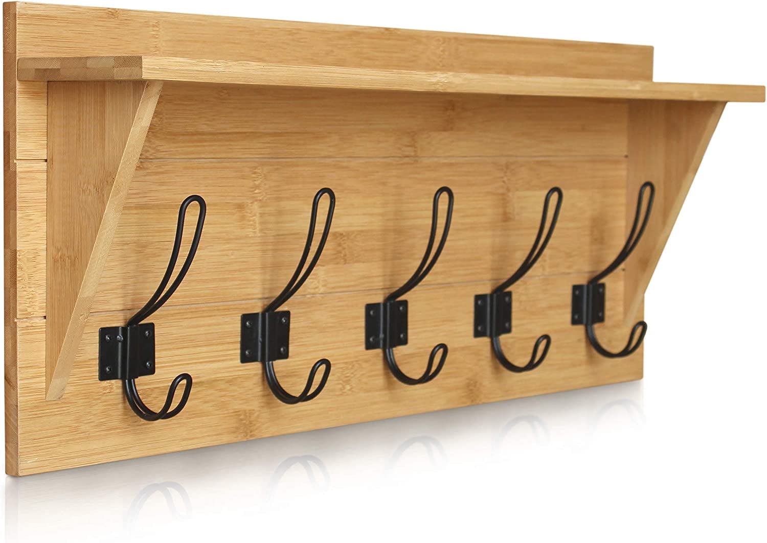 Rustic Wall Mounted Coat Rack with Shelf - Solid Wood 24" Entryway ...