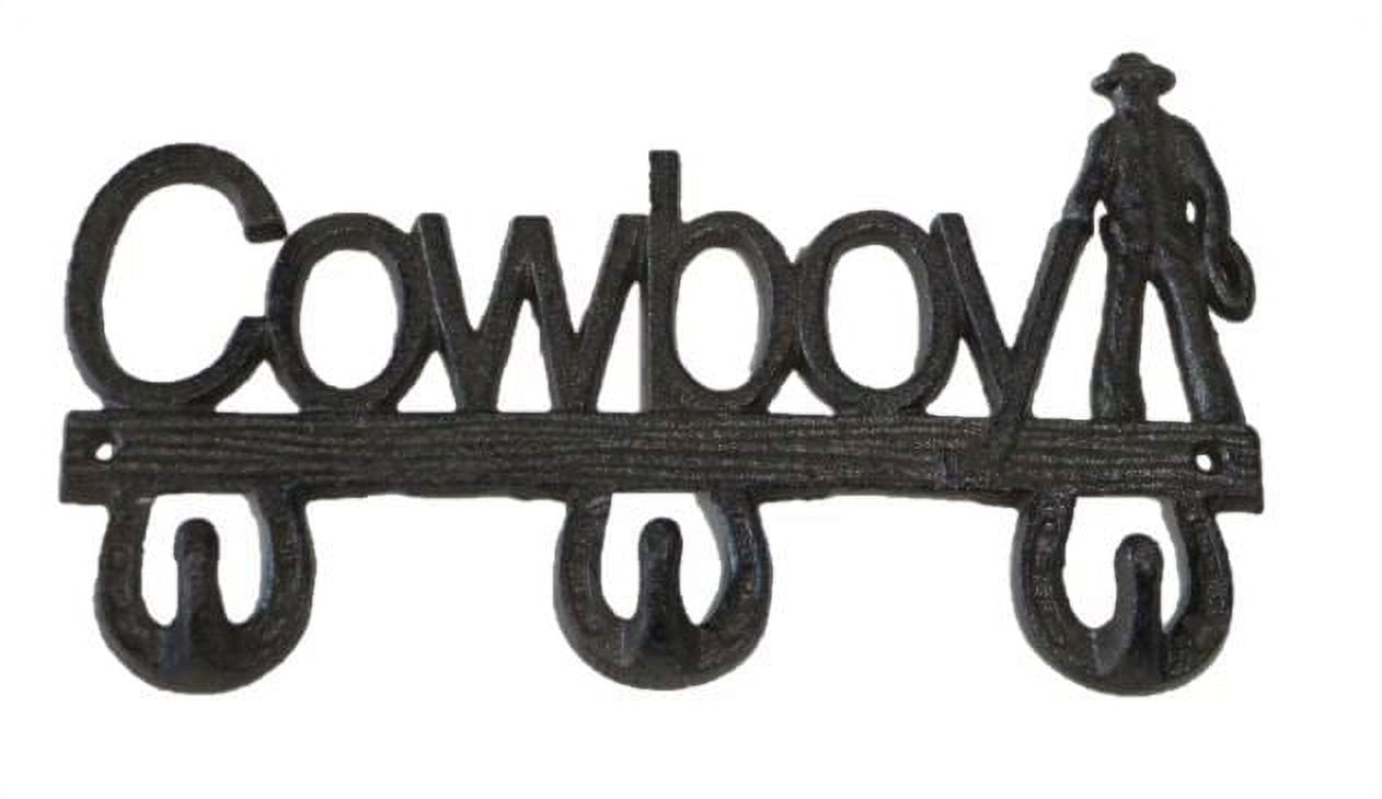 Rustic Wall Mounted Cowboy Coat Rack With 3 Horseshoes For Hats Keys ...