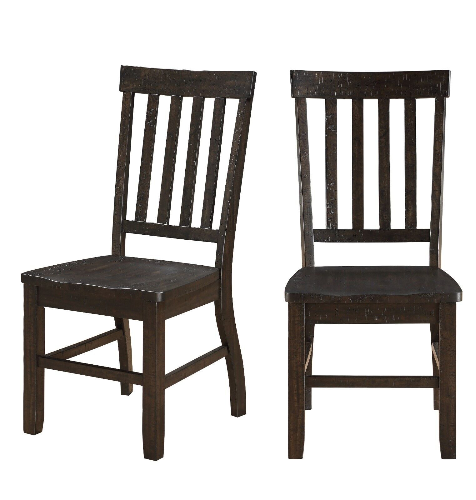 Rustic Walnut Finish Solid Wood Side Chairs 4pc Set Contemporary Style ...