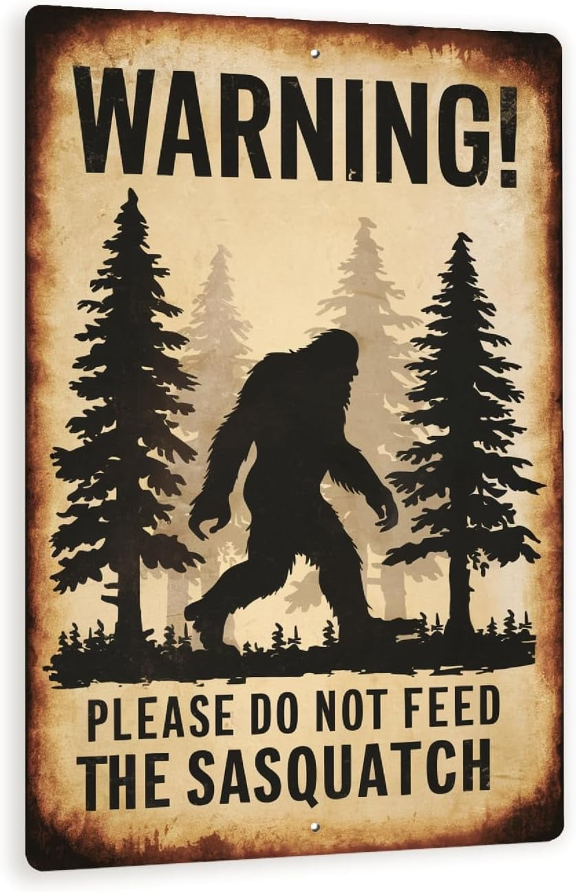 Rustic "Warning! Please Do Not Feed the Sasquatch" Sign Vintage Style ...