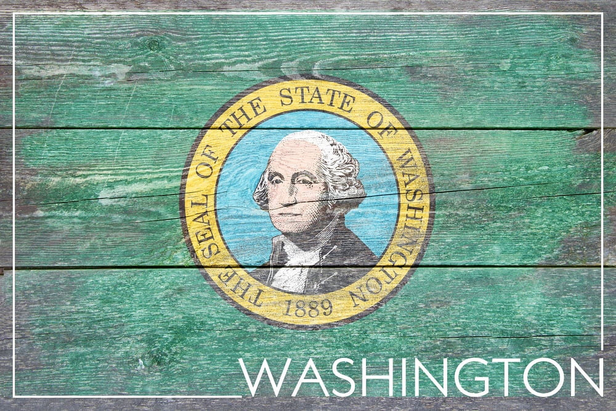 Rustic Washington State Flag (24x36 Giclee Gallery Art Print, Vivid ...