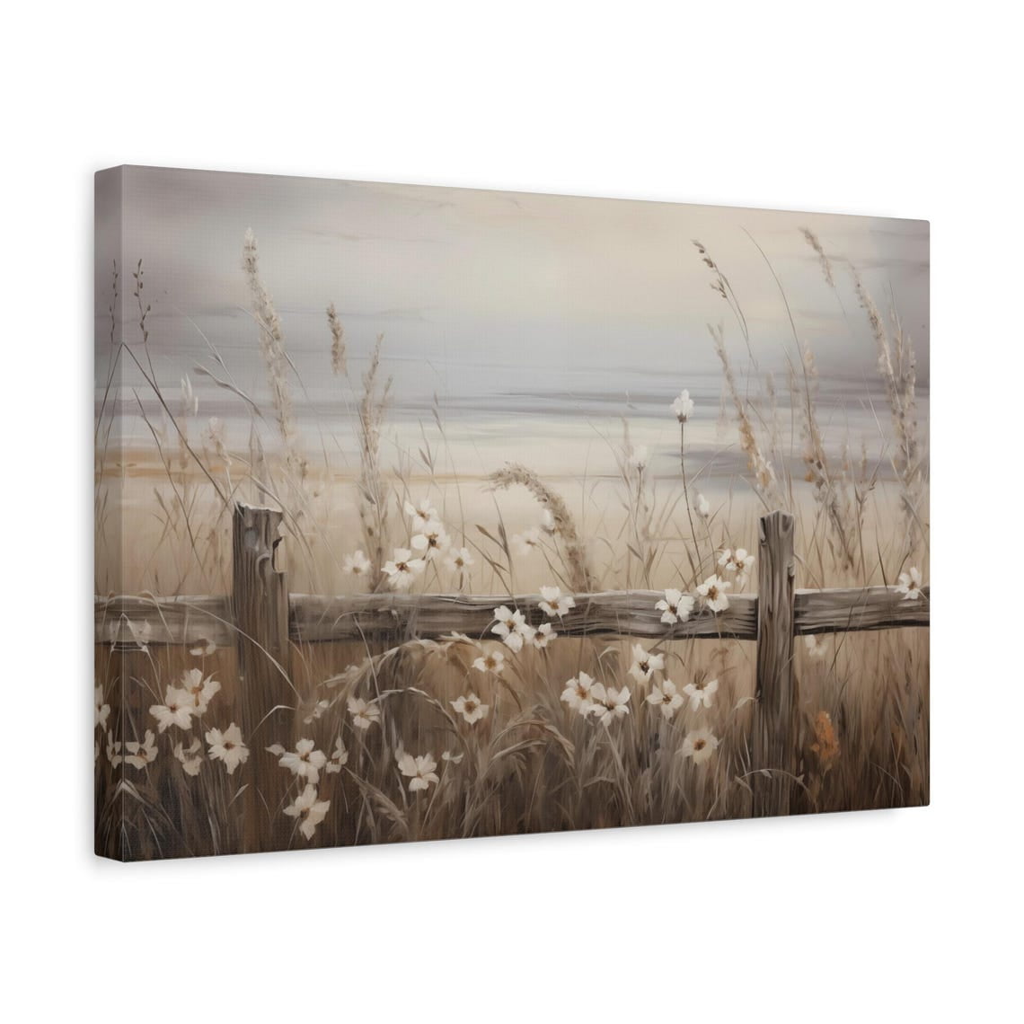 Rustic Weathered Fence Poster Canvas Print Light Gray & Beige ...