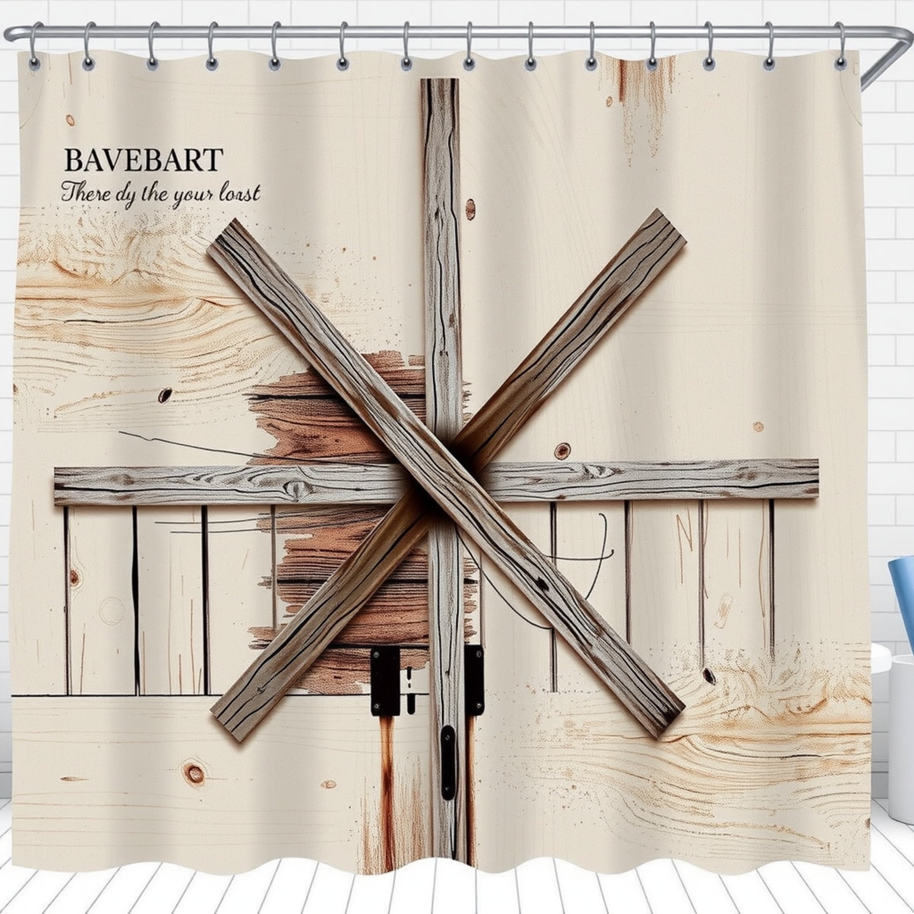 Rustic Weathered Wood Plank Shower Curtain with Vintage Accents ...