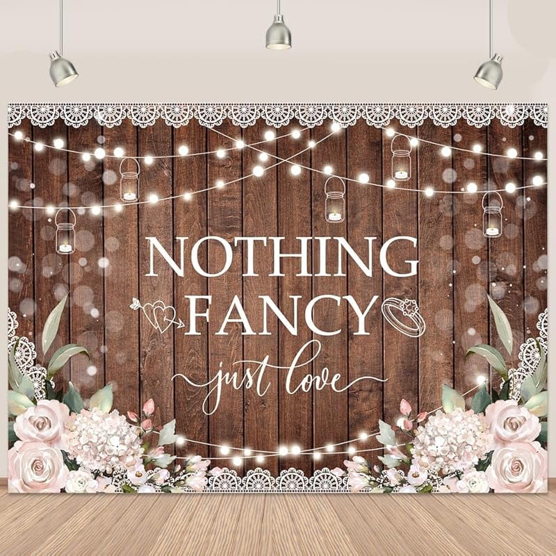 Rustic Wedding Backdrop Rustic Nothing Fancy Just Love Bridal Shower ...