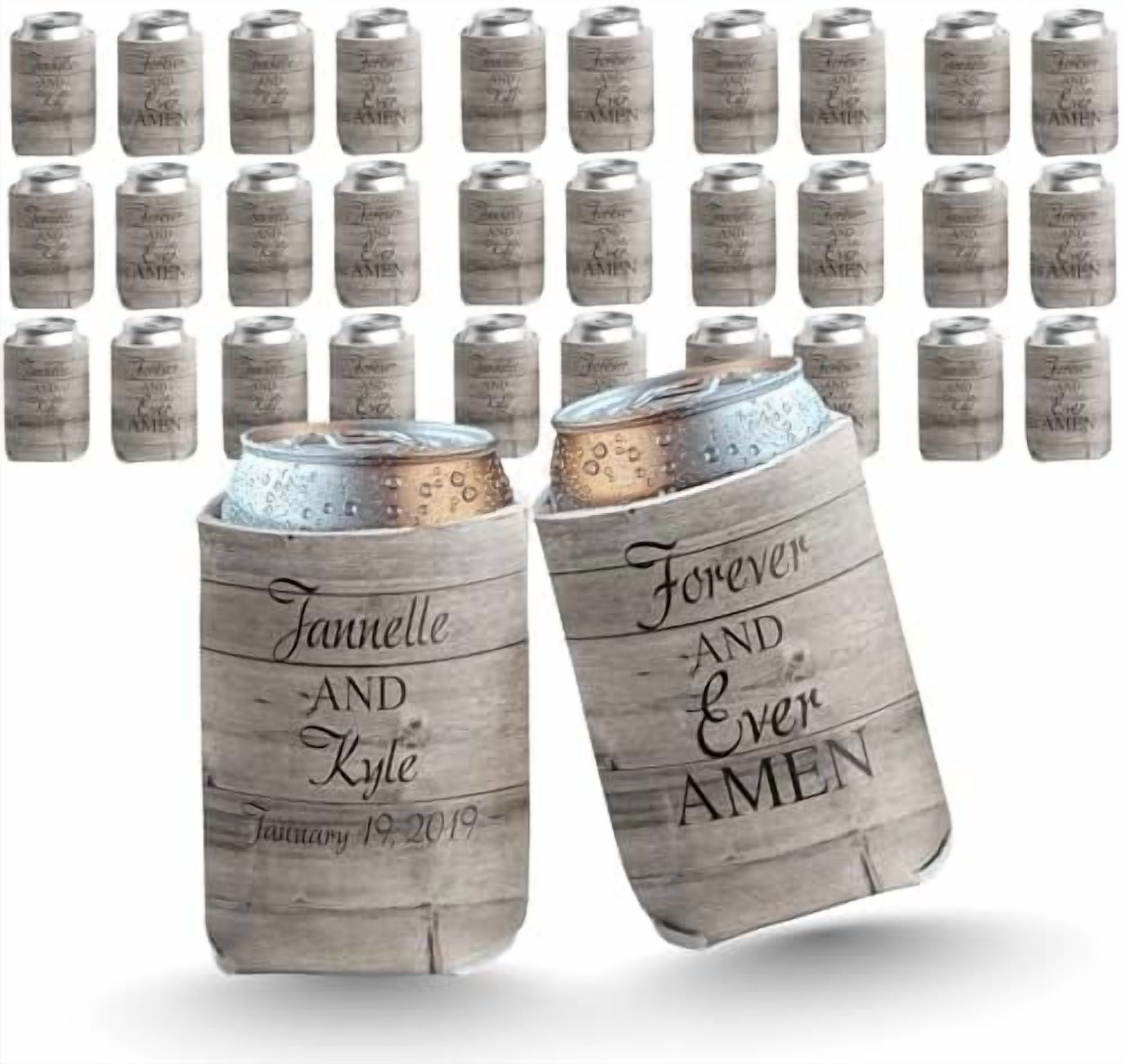 Rustic Wedding Can Coolers – Custom “Forever and Ever Amen” Design ...