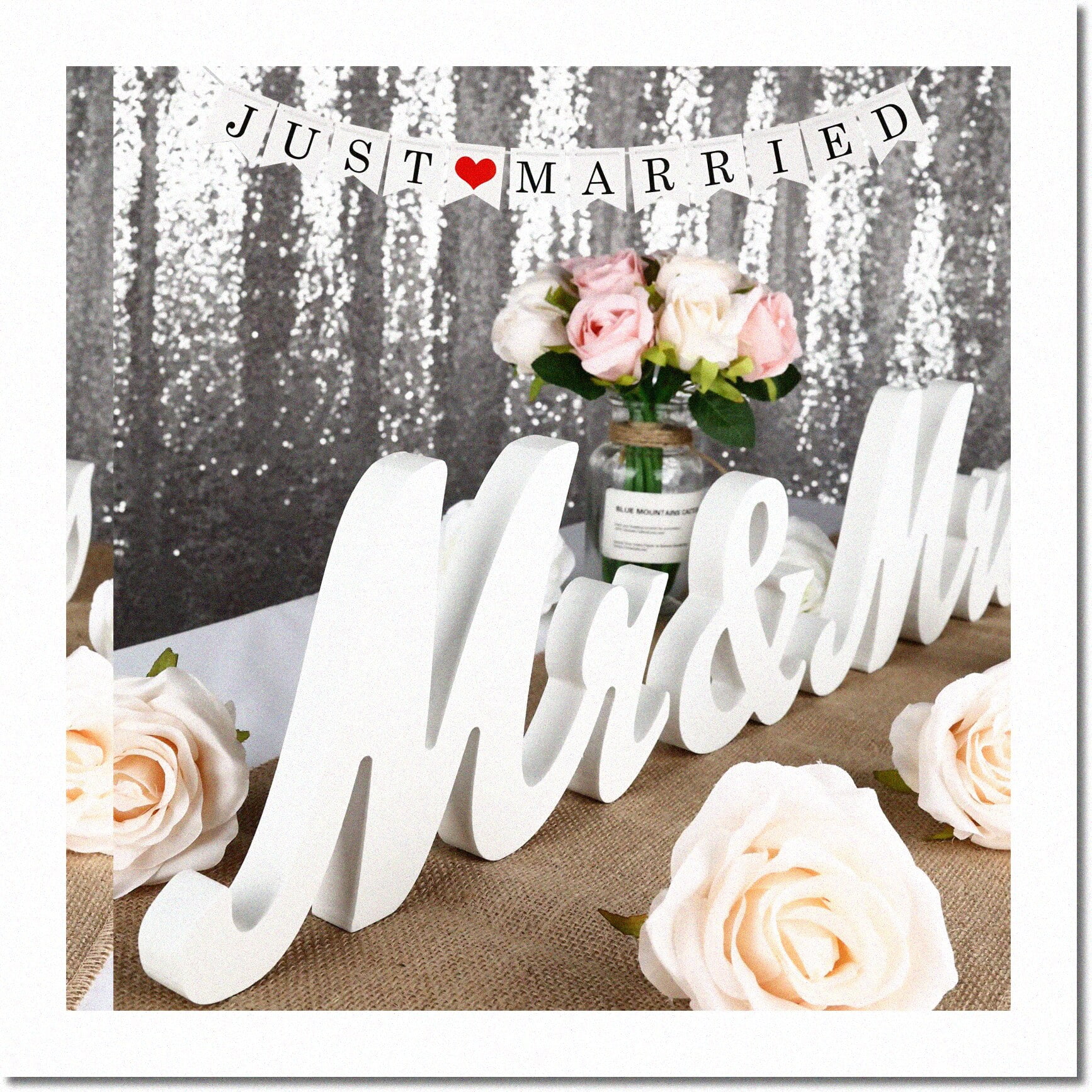 Rustic Wedding Decor Set - Large Mr and Mrs Sign, Just Married Banner ...