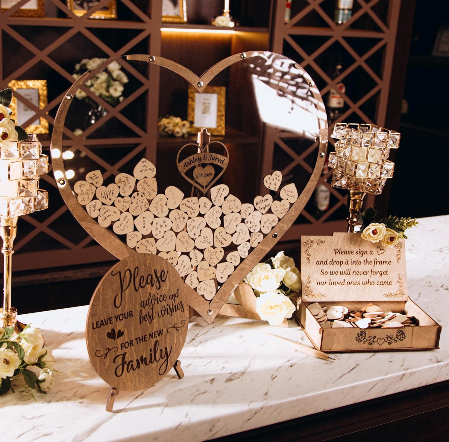 Rustic Wedding Guest Book, Heart Frame Wedding Guest Book, Guest Book ...