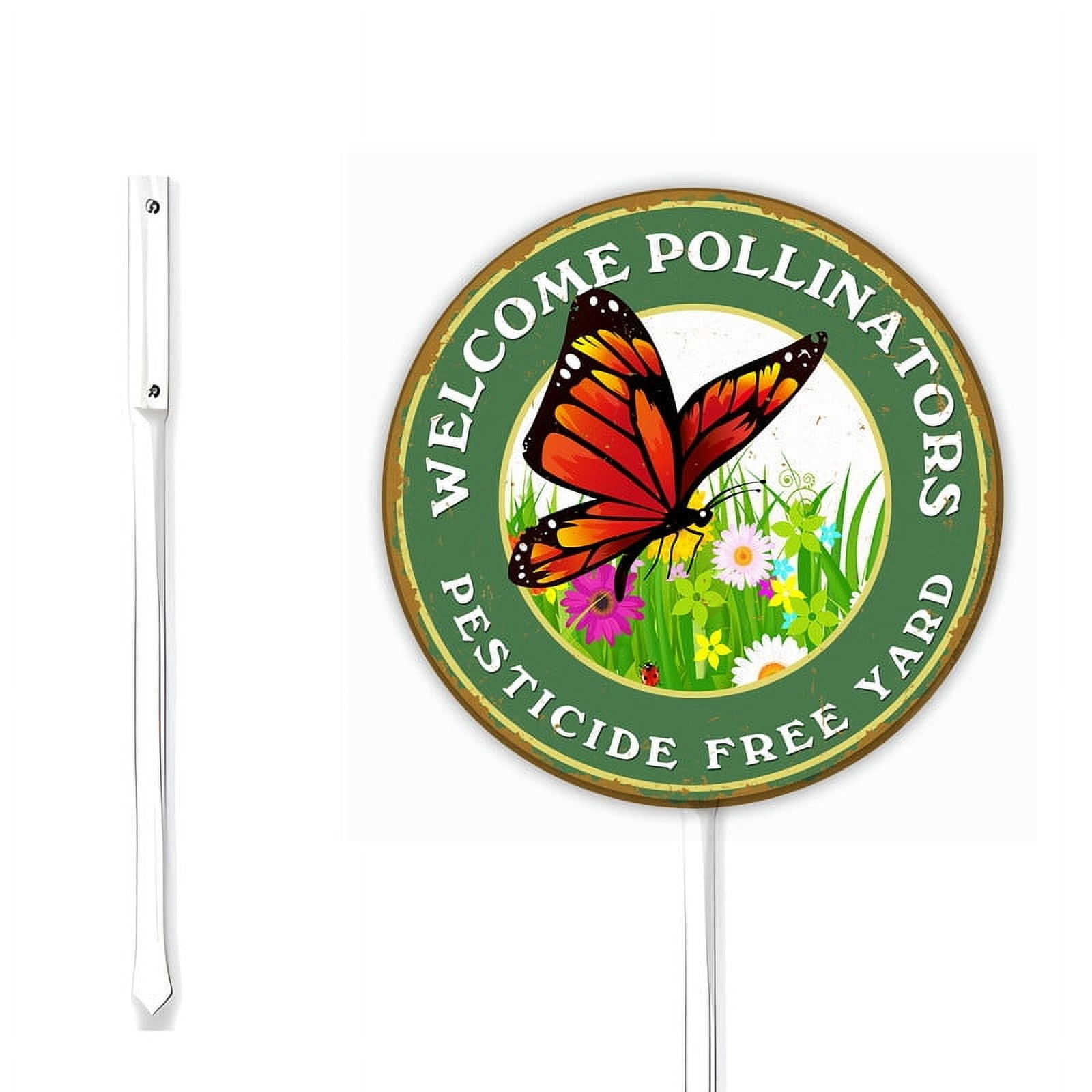 Rustic Welcome Pollinators Garden Sign Pes-ticide Free Yard Sign With ...