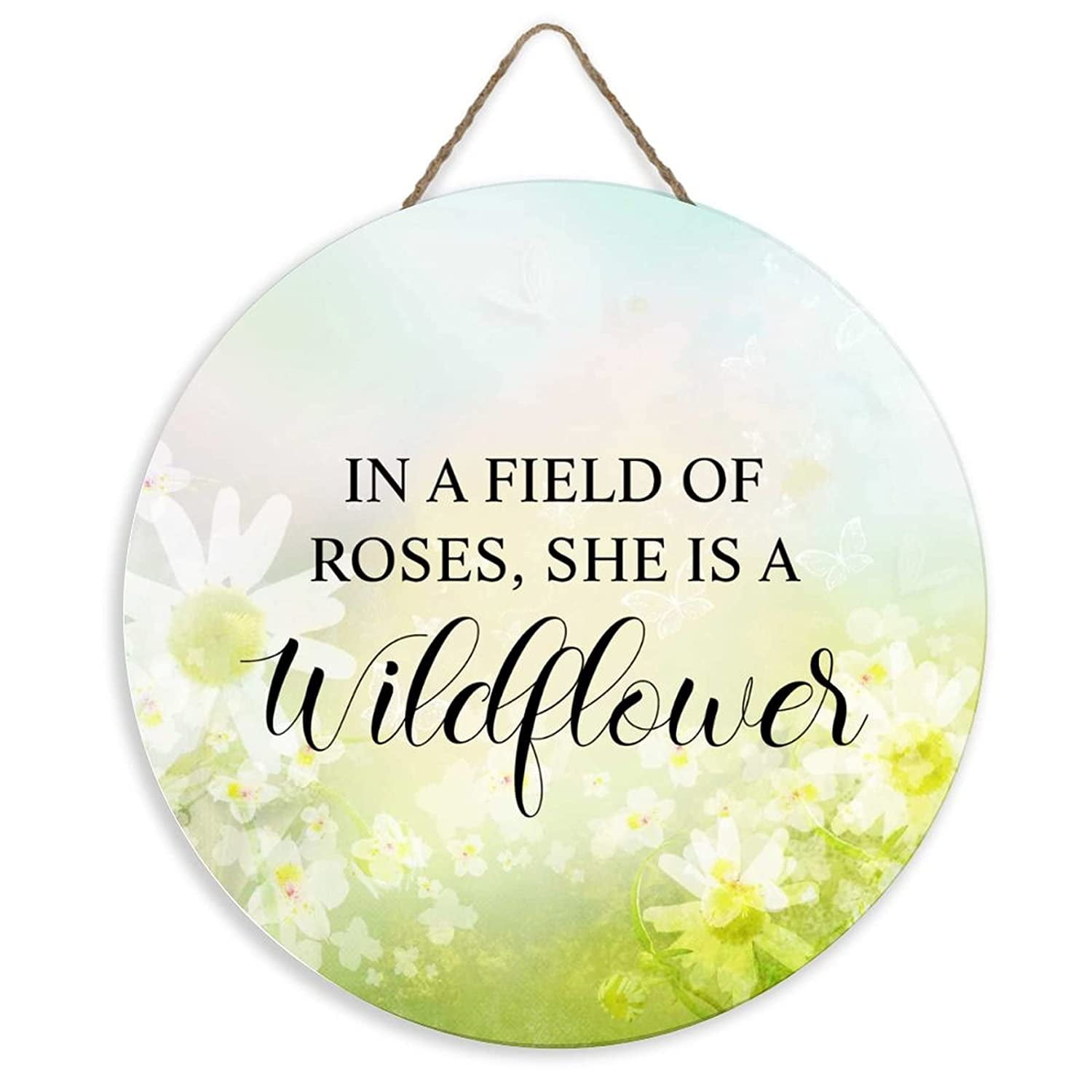 Rustic Welcome Sign in A Field of Roses, She Is A Wildflower Welcome ...