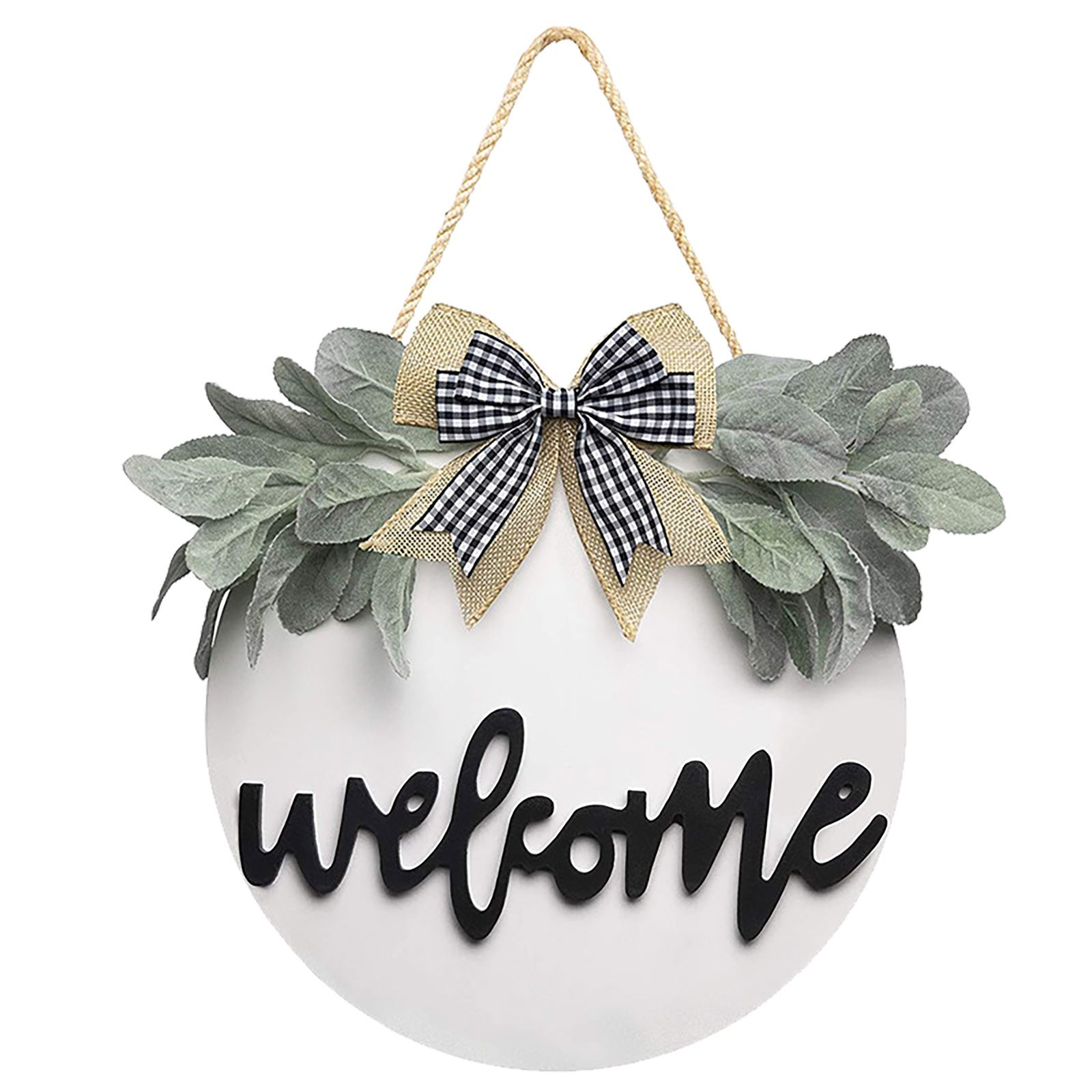 Rustic Welcome Sign for Front Door, Farmhouse Round Wooden Hanging ...