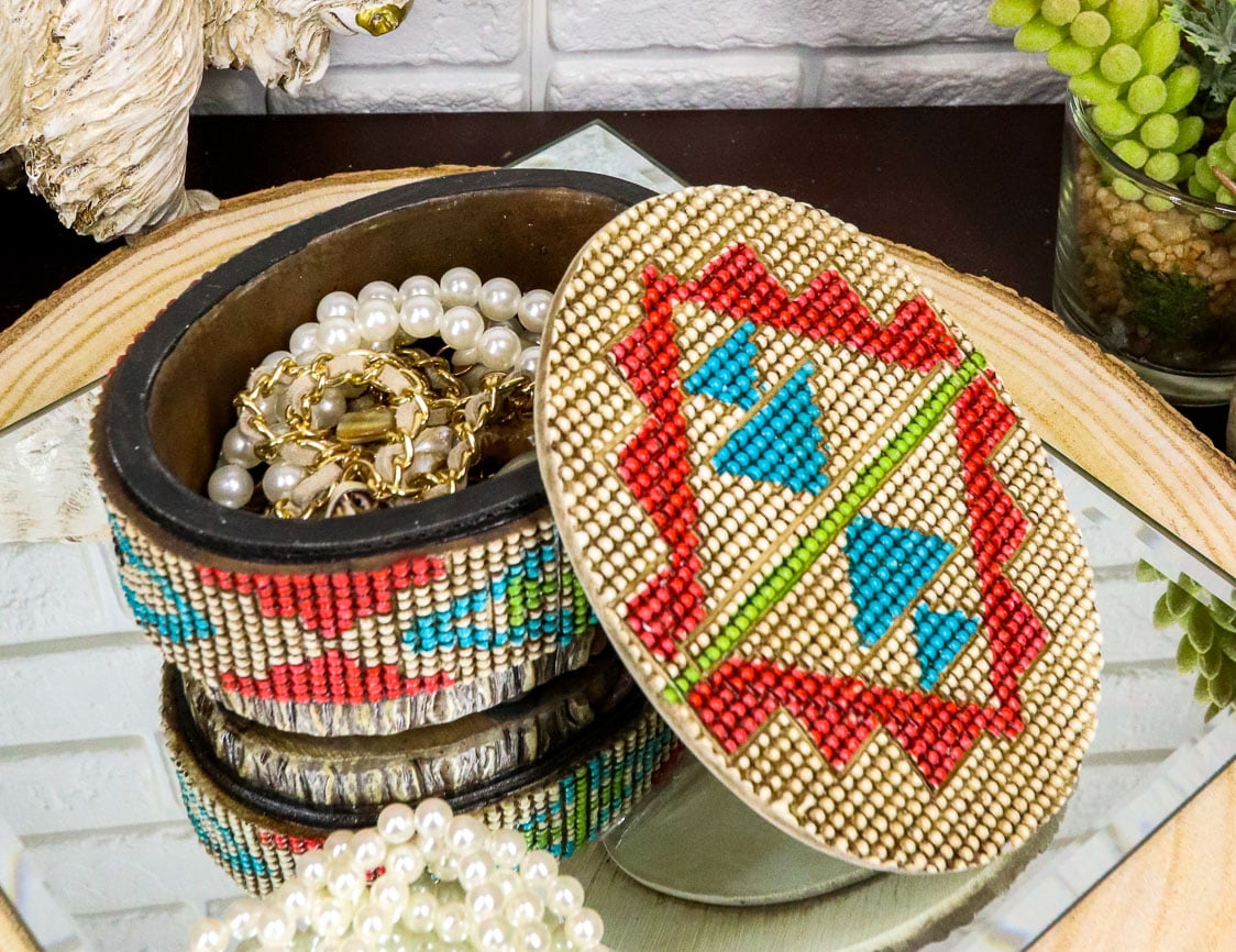 Rustic Western Aztec Tribal Pattern Faux Wood Jewelry Trinket ...