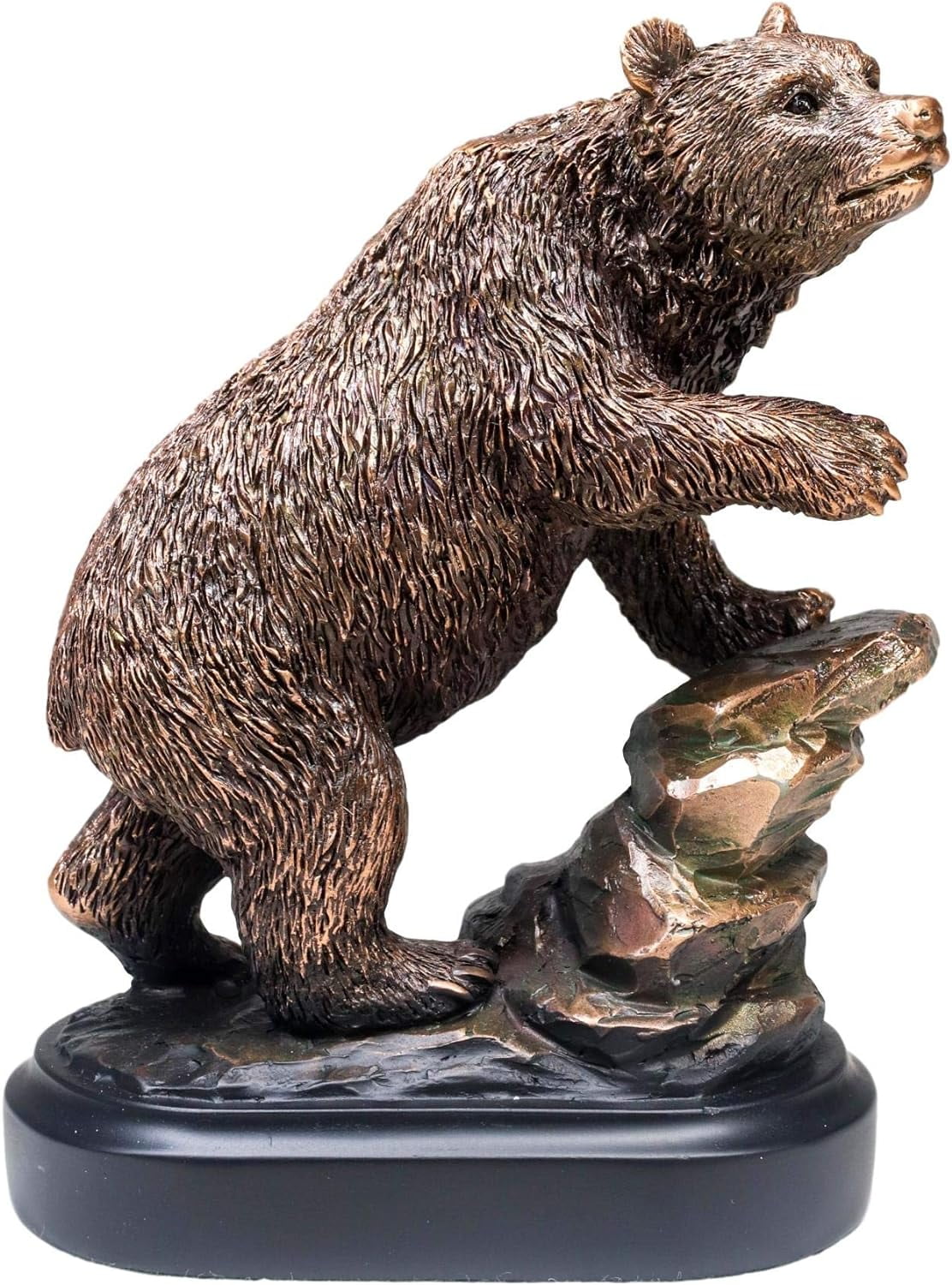 Rustic Western Black Bear Climbing On River Rock with Raised Paw Statue ...