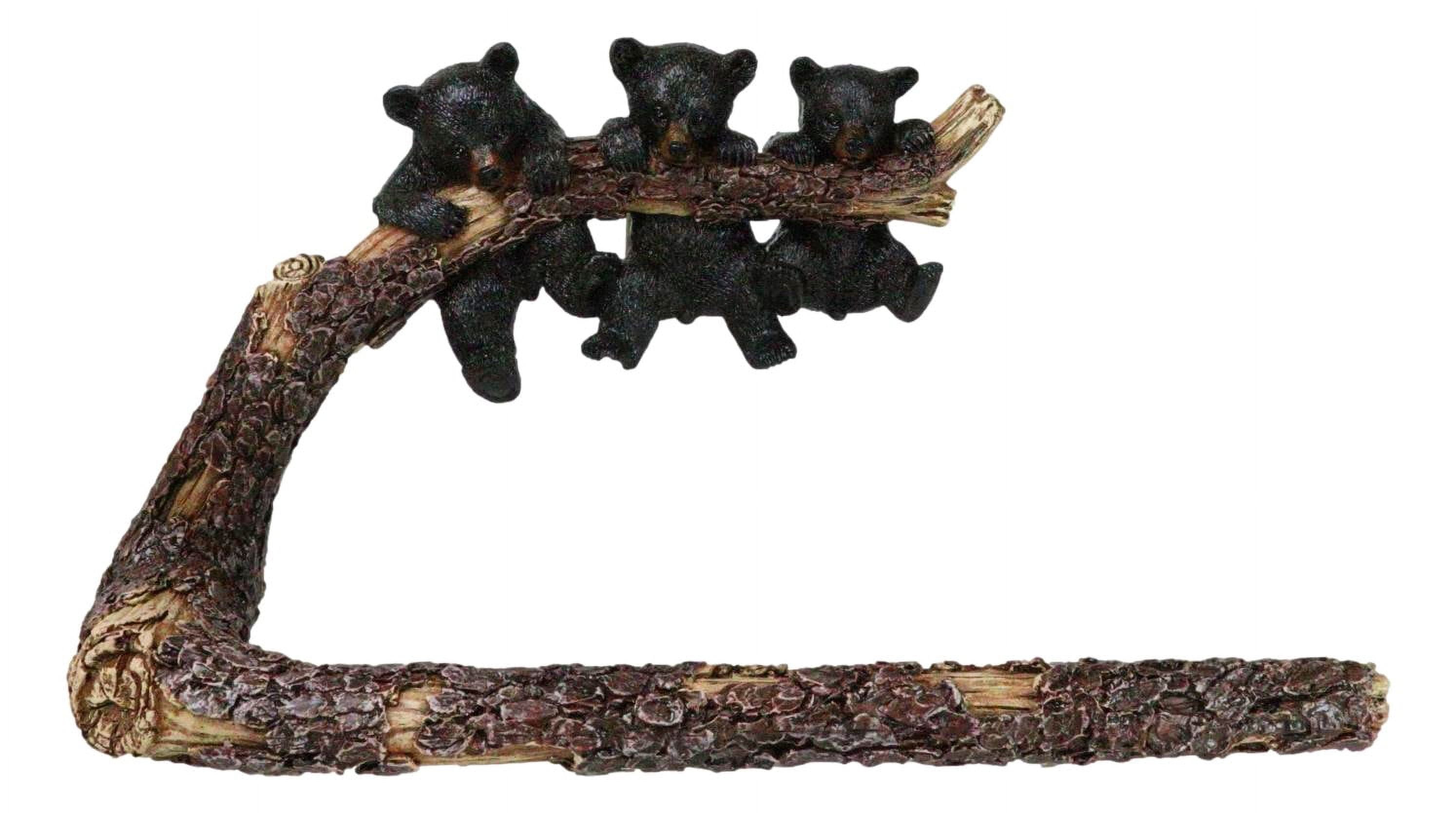 Rustic Western Black Bear Cubs Hanging On Tree Branch Hand Towel Holder ...