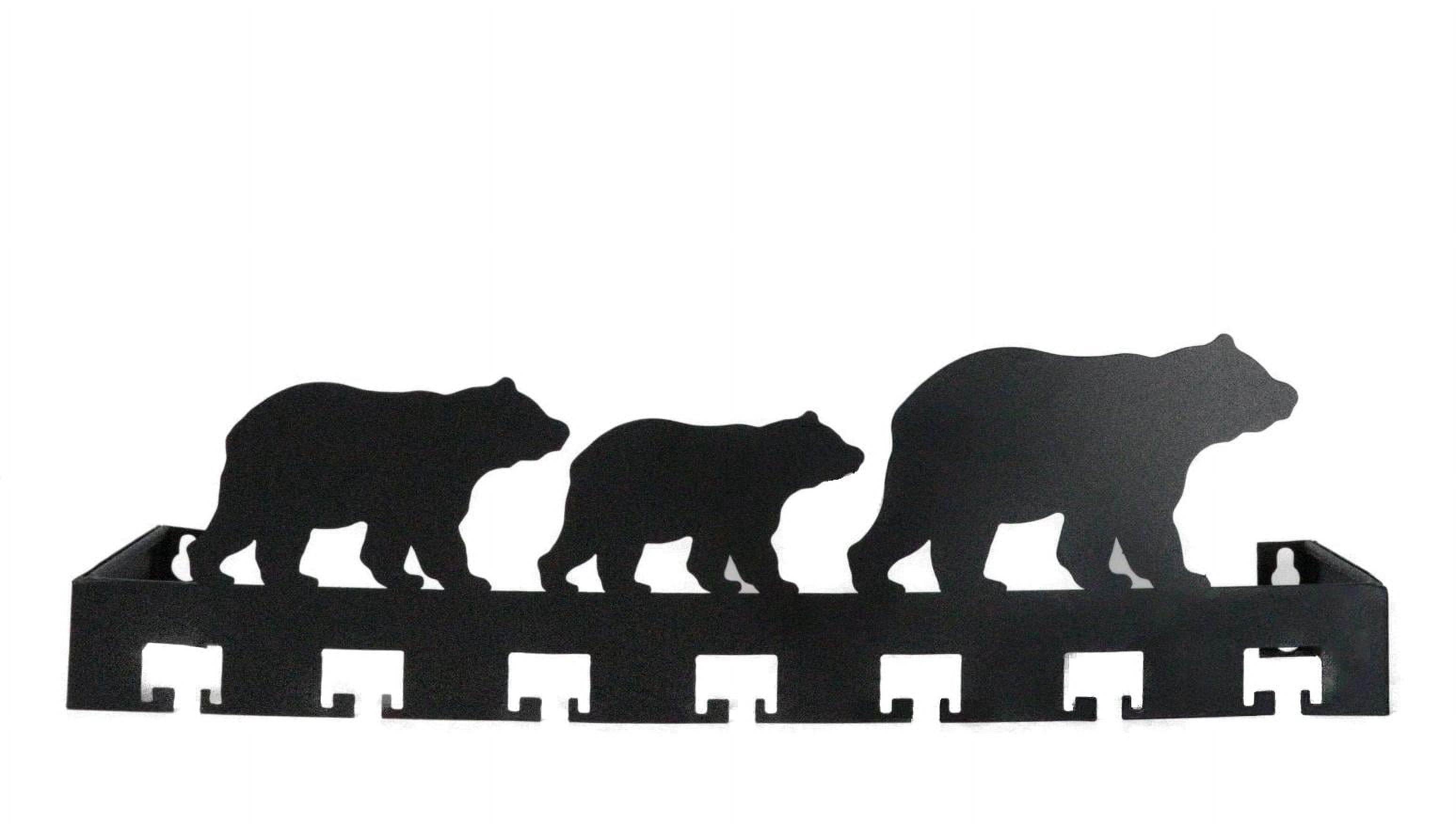 Rustic Western Black Bear Family Multi Pegs Metal Wall Key Hooks Decor ...