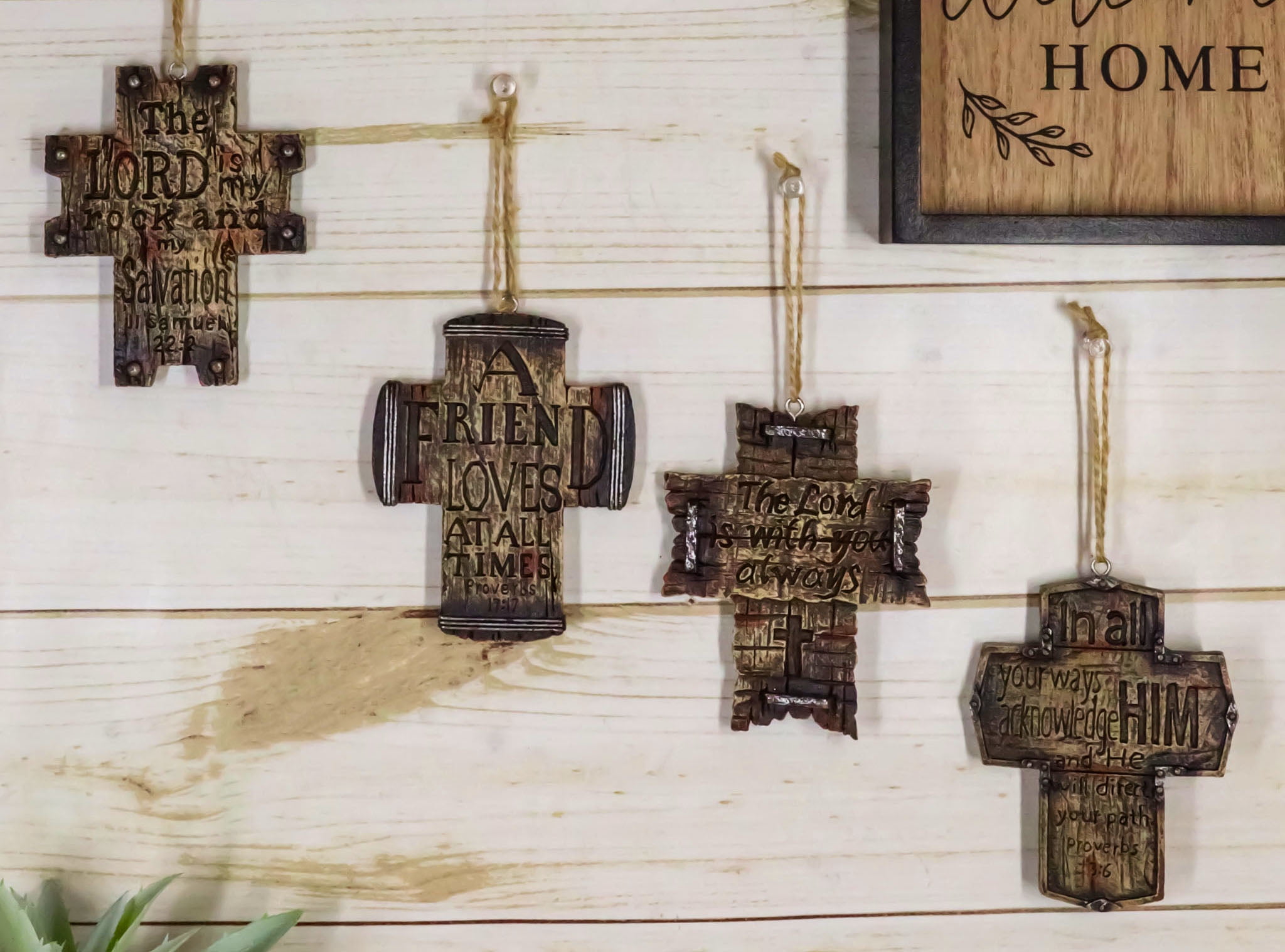 Rustic Western Christian Bible Verses Crosses Set of 4 Christmas Tree ...