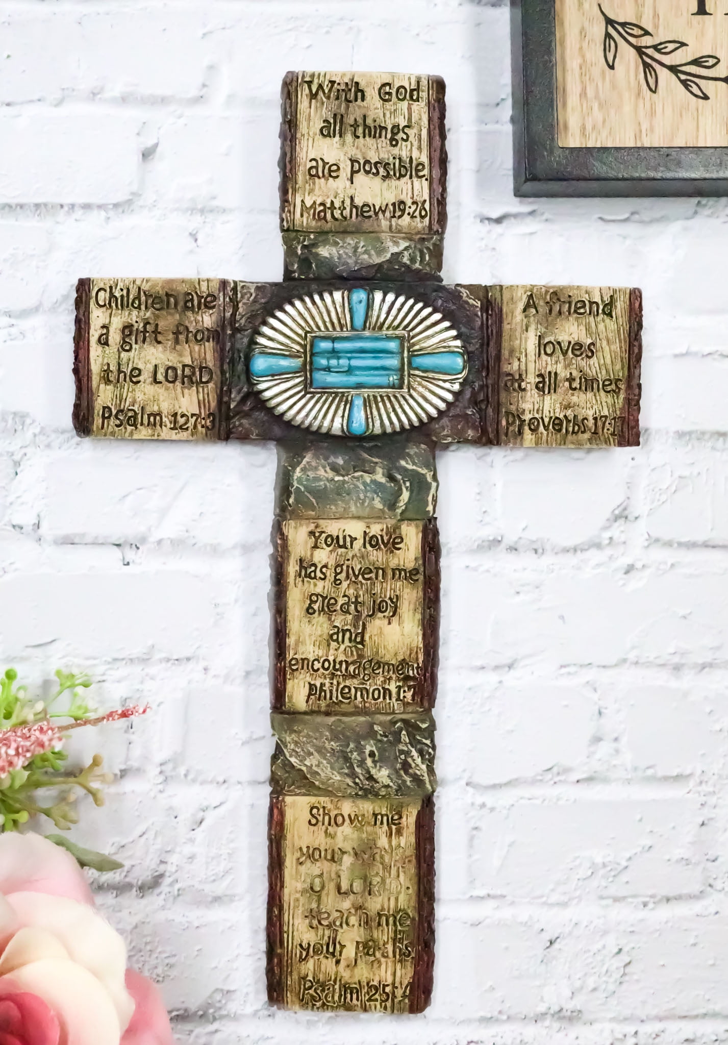 Rustic Western Christian Bible Verses Scriptures Turquoise Stones Wall ...