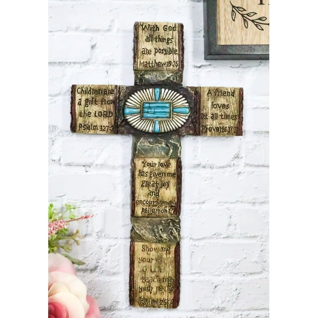 Rustic Western Christian Bible Verses Scriptures Turquoise Stones Wall ...