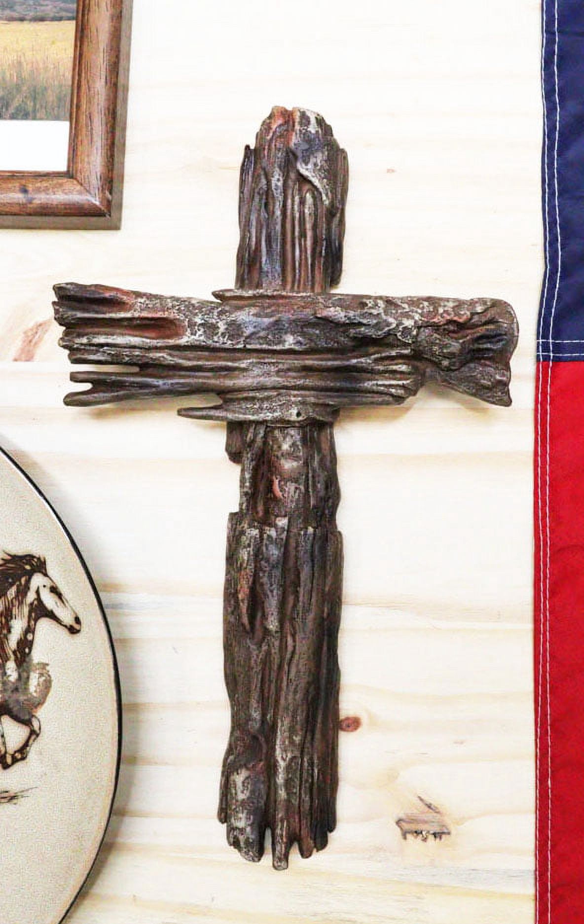 Rustic Western Country Rugged Faux Driftwood Distressed Wood Wall Cross ...