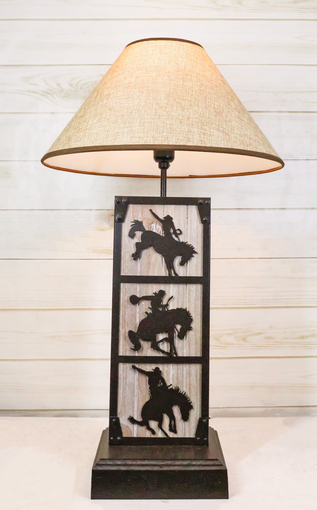Rustic Western Cowboy Giddy Up Horse Wood And Metal Bedside Desktop ...
