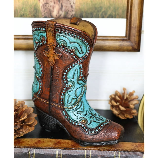 Rustic Western Cowboy Turquoise Floral Boot Figurine: Decorative Home ...