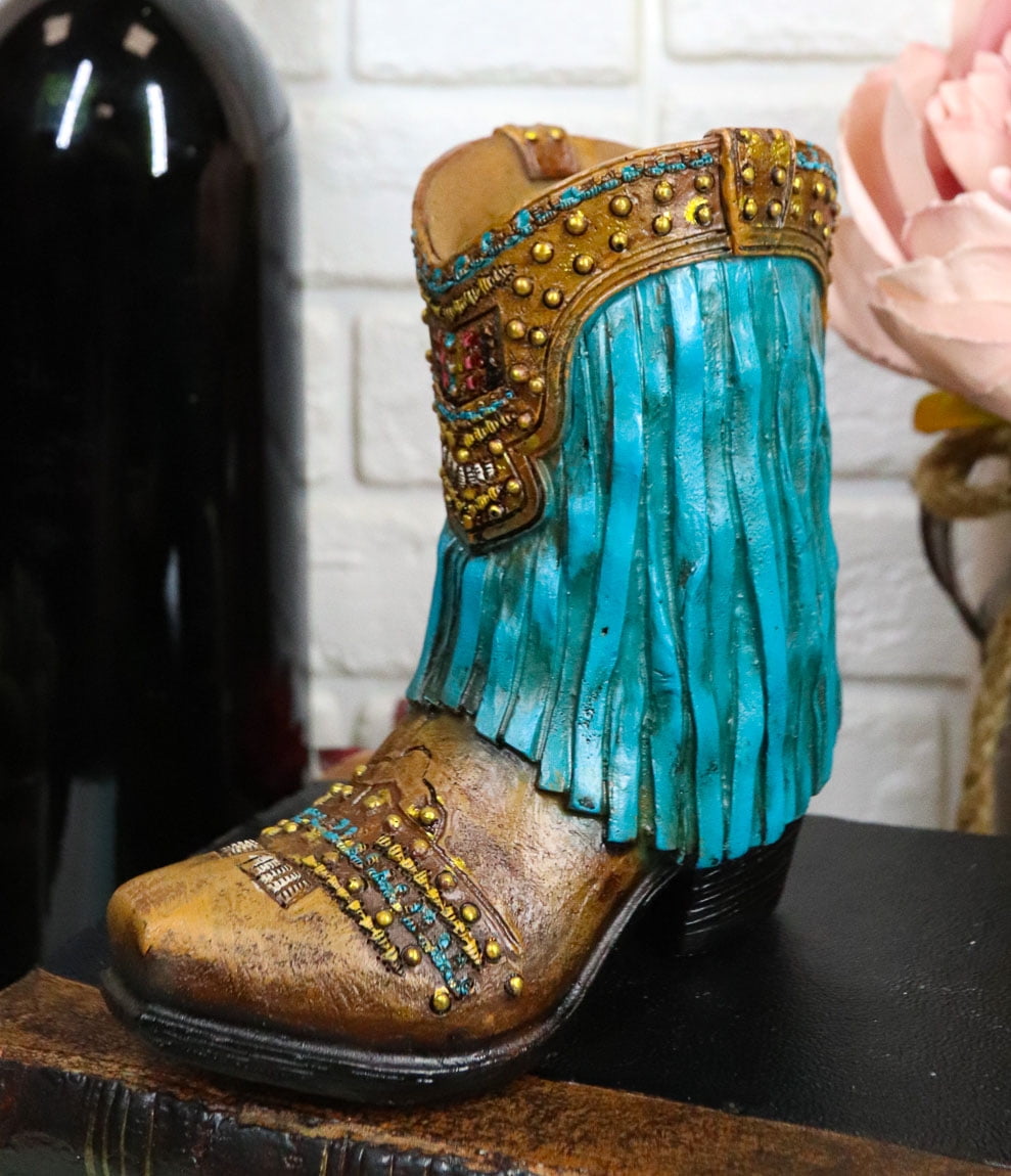 Ebros Gift Rustic Western Cowboy Boot Pencil Holder, Multicolor ...